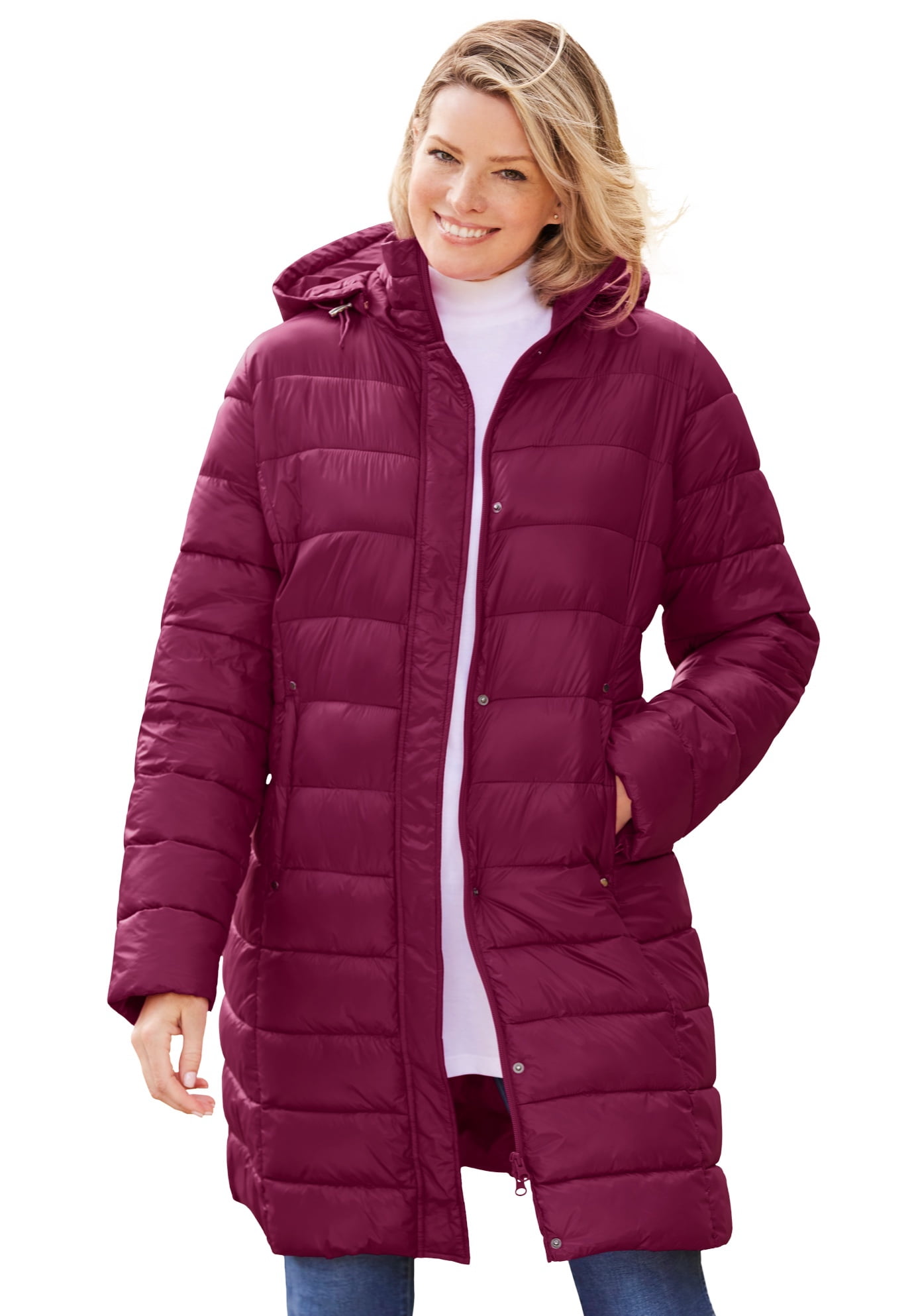 Woman Within Plus Size Long Packable Puffer Jacket - Walmart.com
