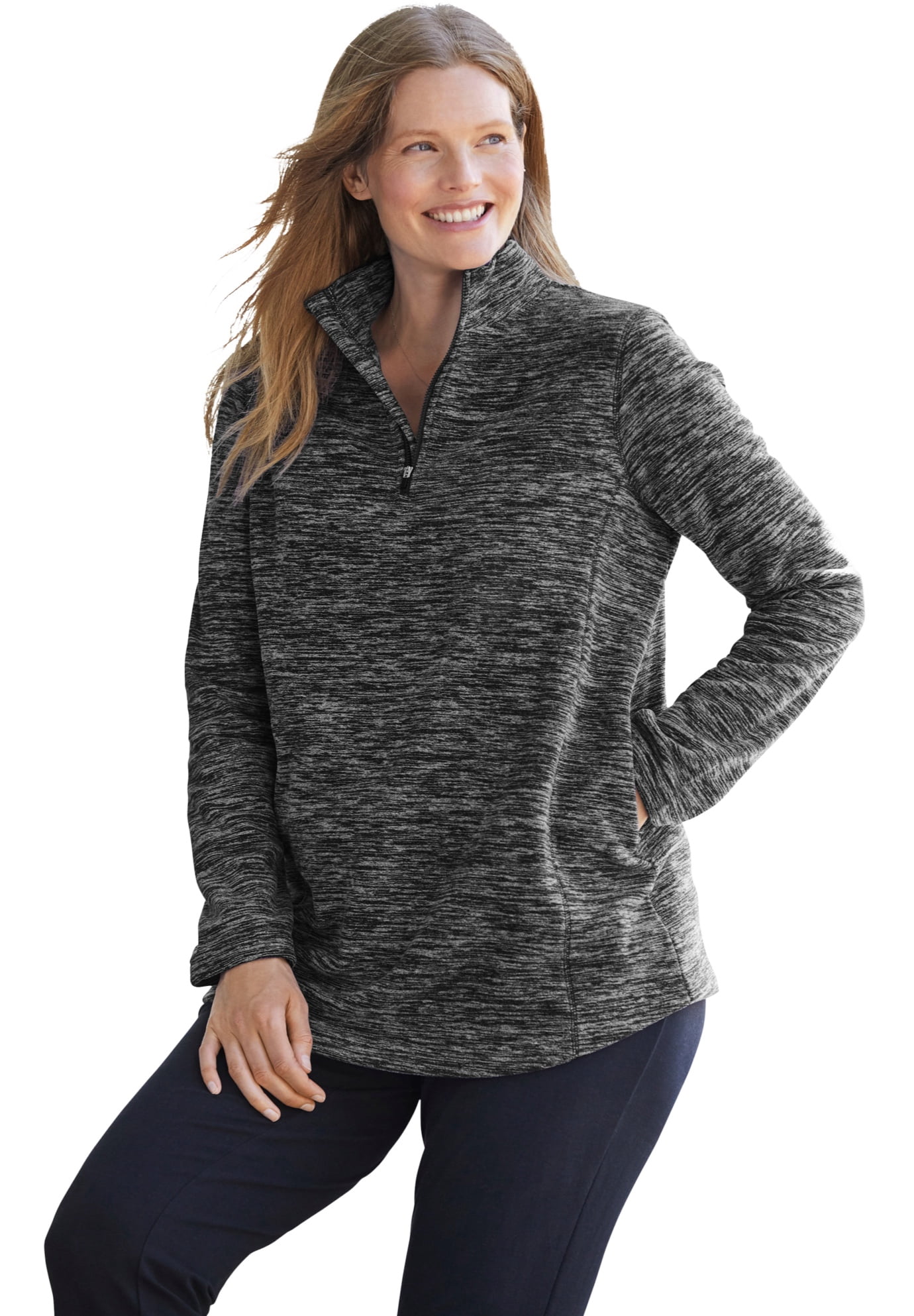 Woman Within Women's Plus Size Microfleece Quarter-Zip Pullover ...