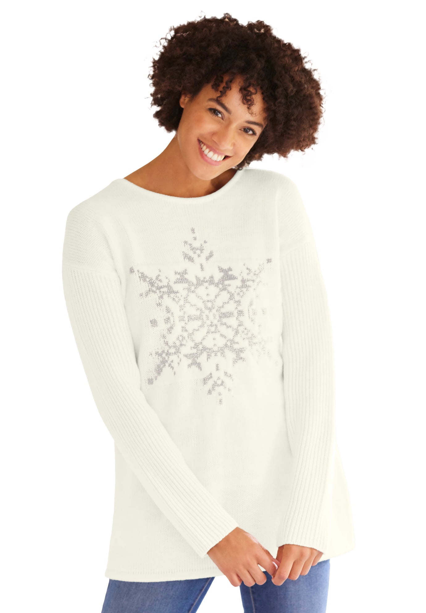 Woman Within Women's Plus Size Motif Sweater Pullover - Walmart.com