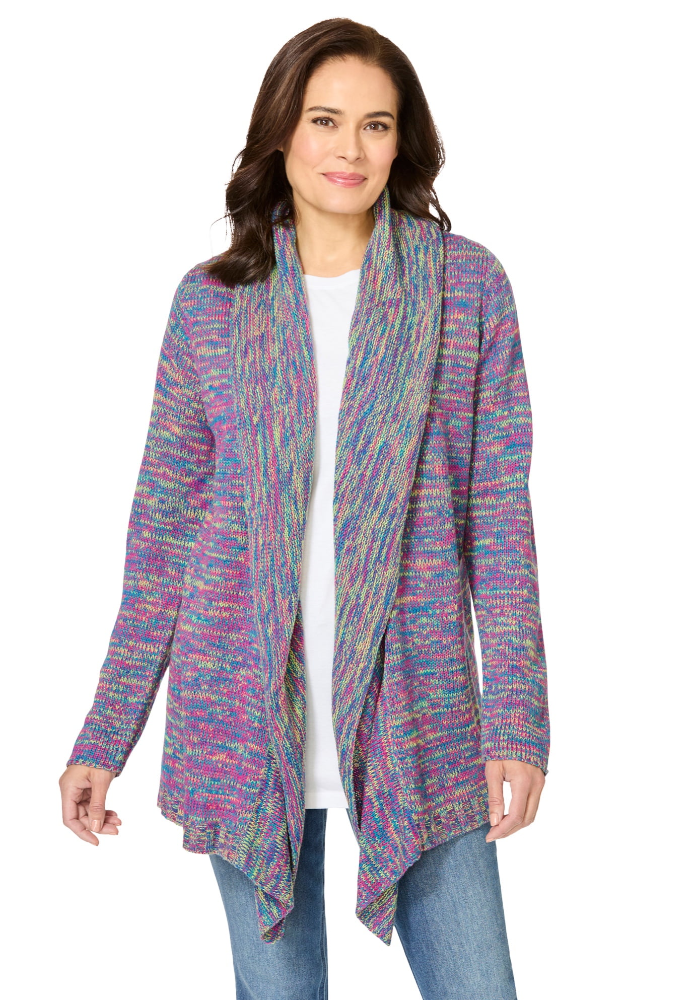 Woman Within Plus Size Multi Marled Cardigan Sweater - Walmart.com