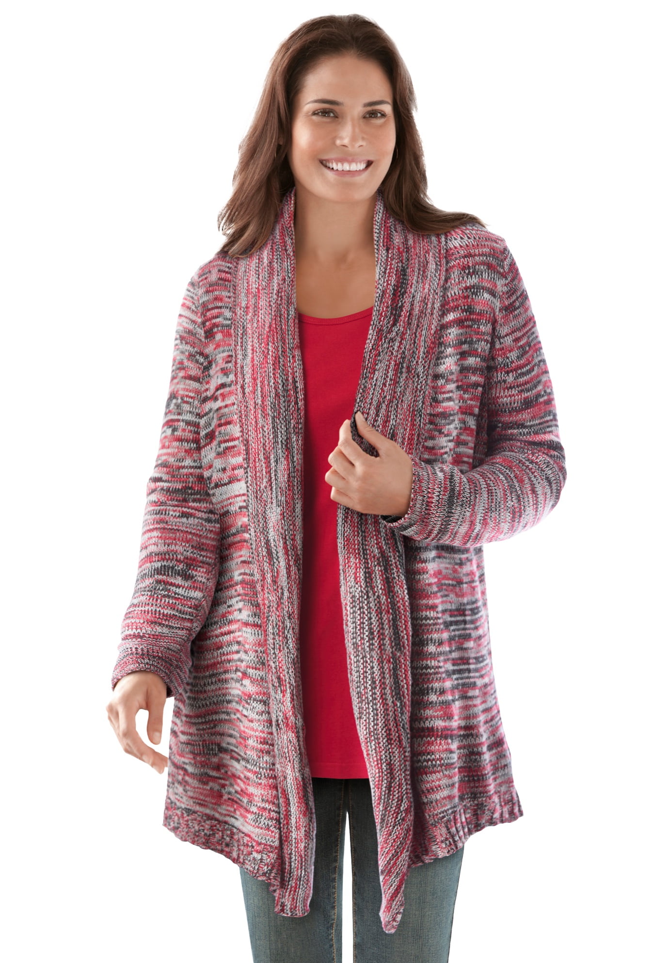 Woman Within Plus Size Multi Marled Cardigan Sweater - Walmart.com