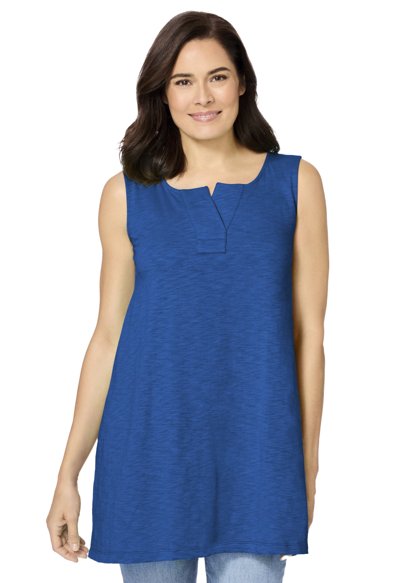 Woman Within Plus Size Notch Swing Tunic - Walmart.com