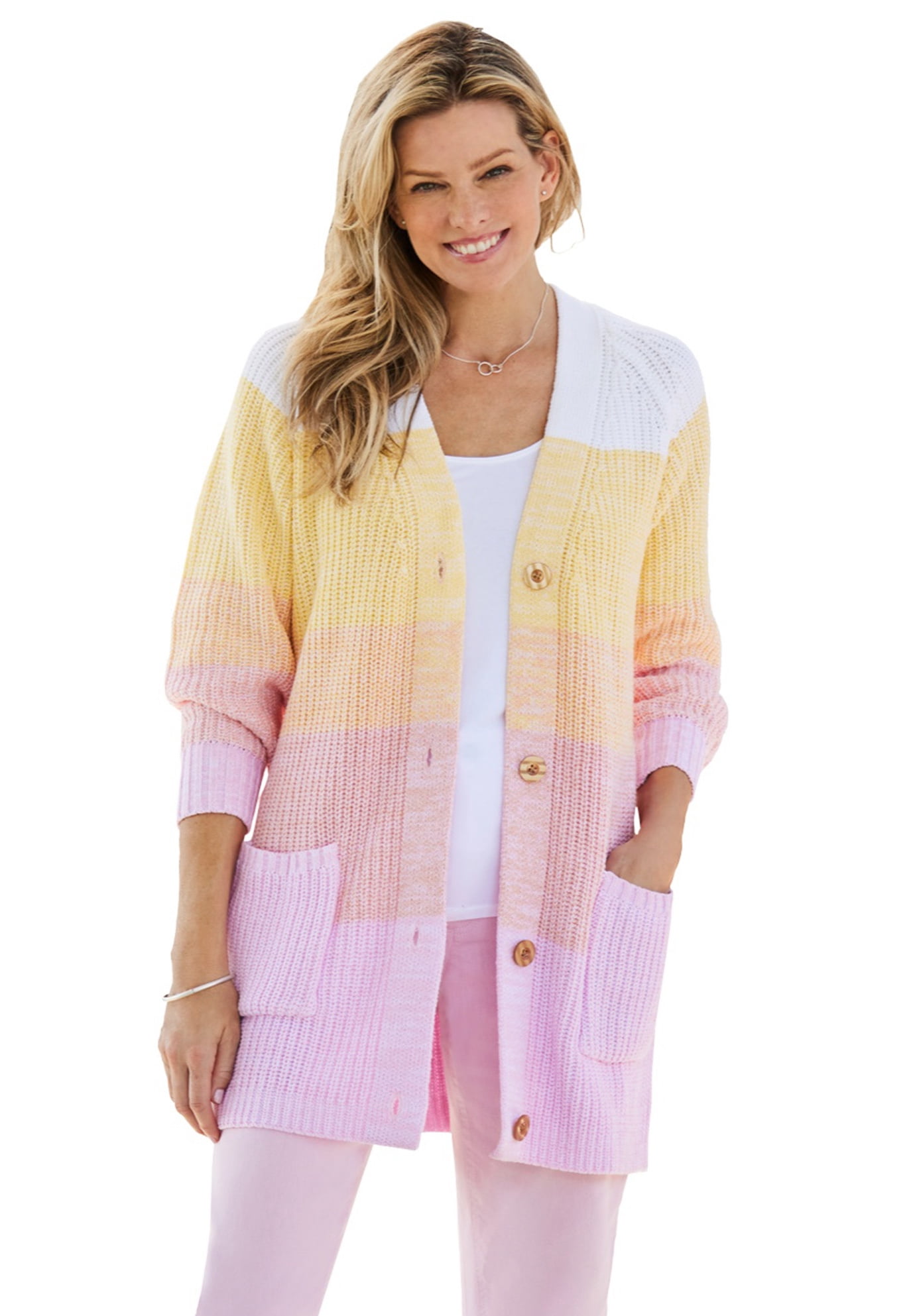 Woman Within Plus Size Ombre Shaker Cardigan - Walmart.com