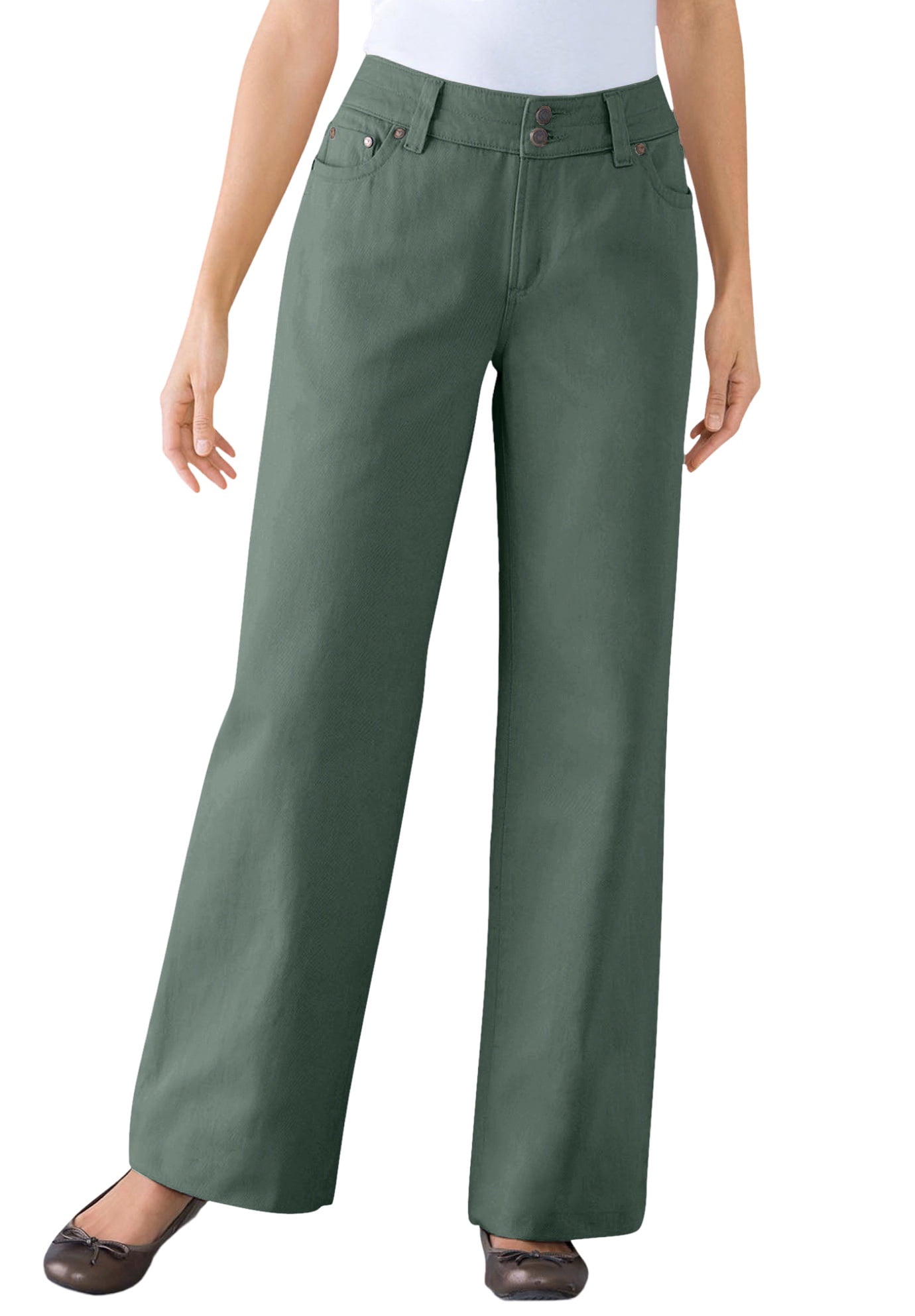 Woman Within Plus Size Perfect Cotton Wide-Leg Denim Jean - Walmart.com