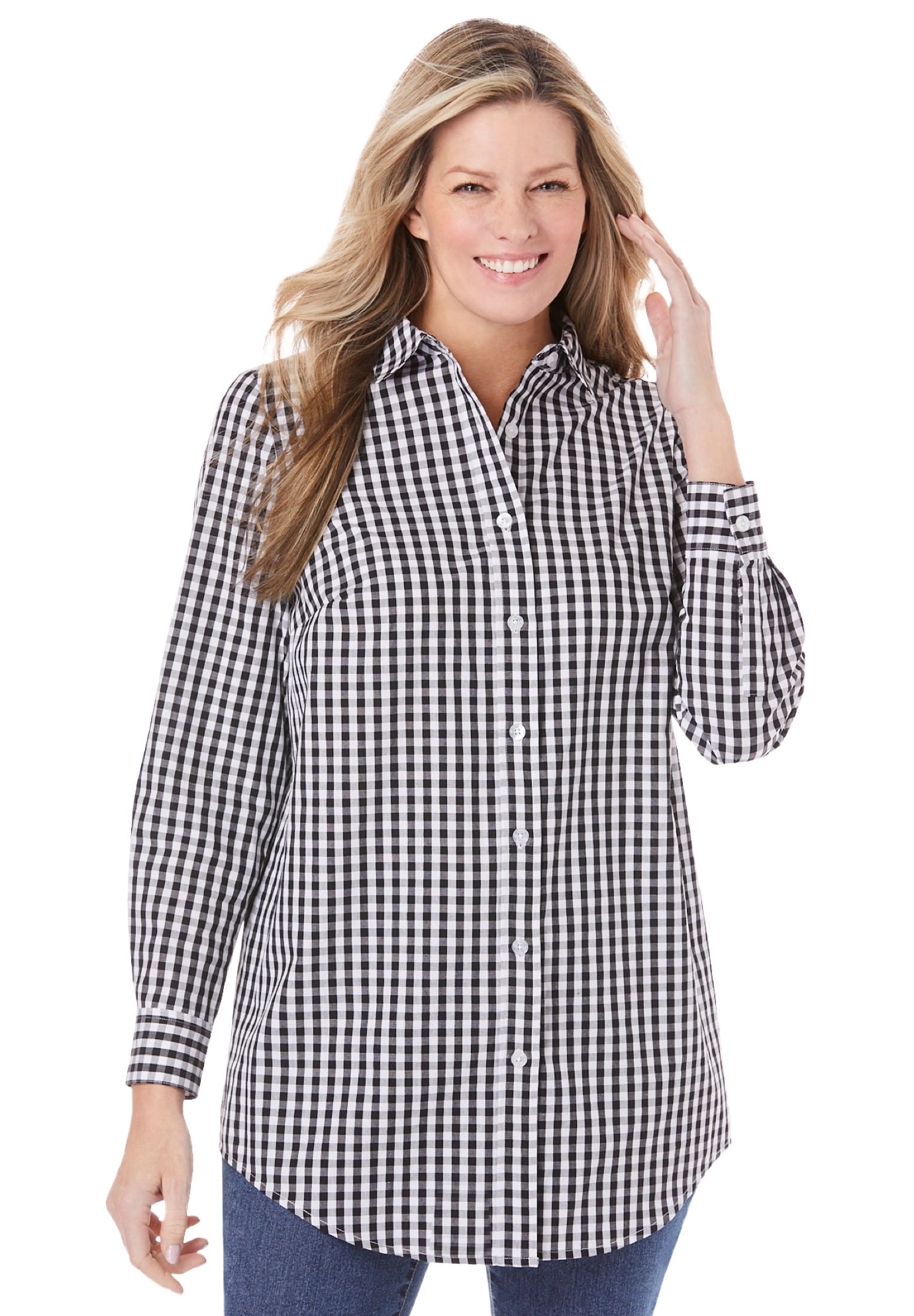 Woman Within Plus Size Petite Perfect Long Sleeve Shirt - Walmart.com