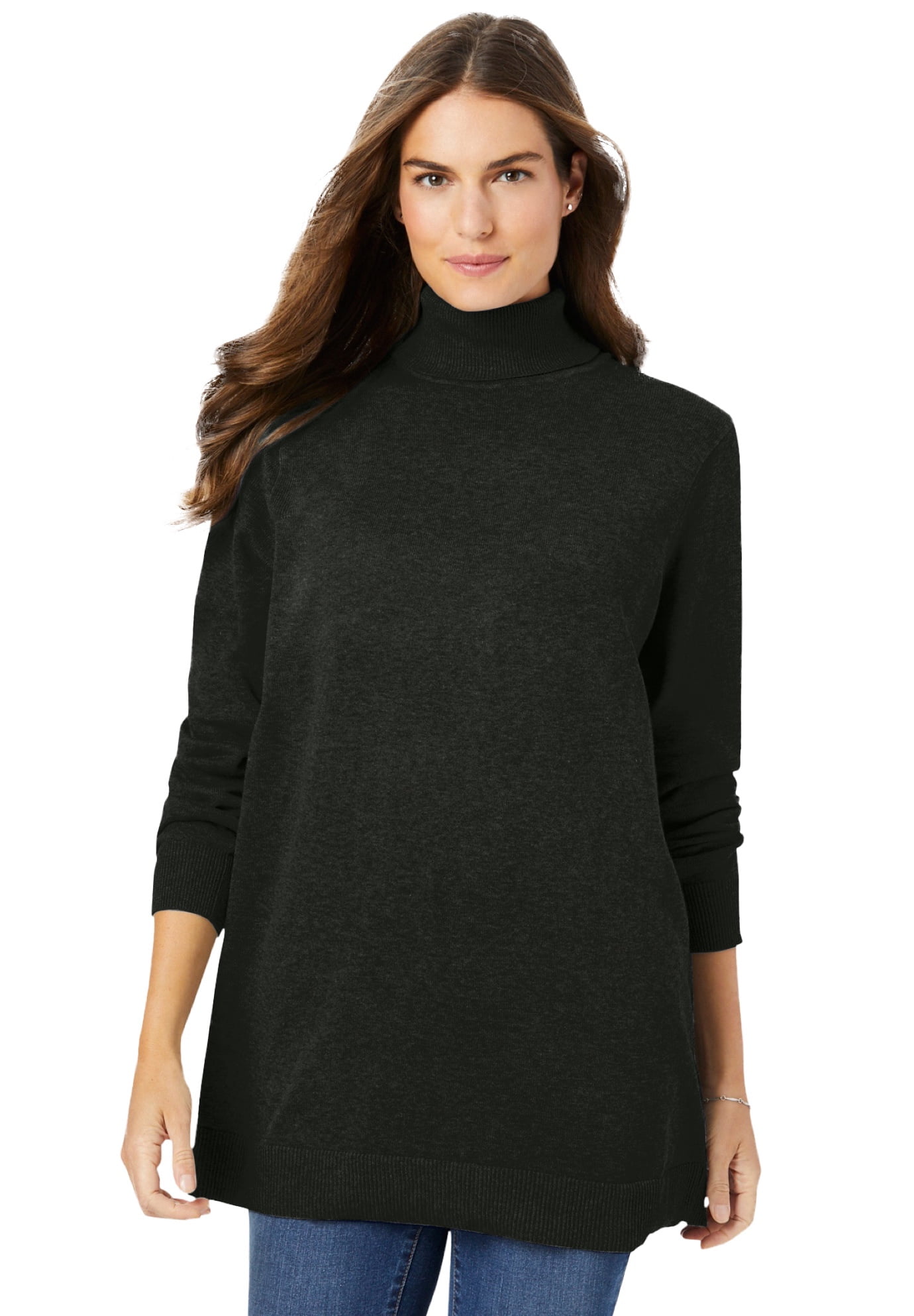 Woman Within Plus Size Perfect Long Sleeve Turtleneck Sweater - Walmart.com