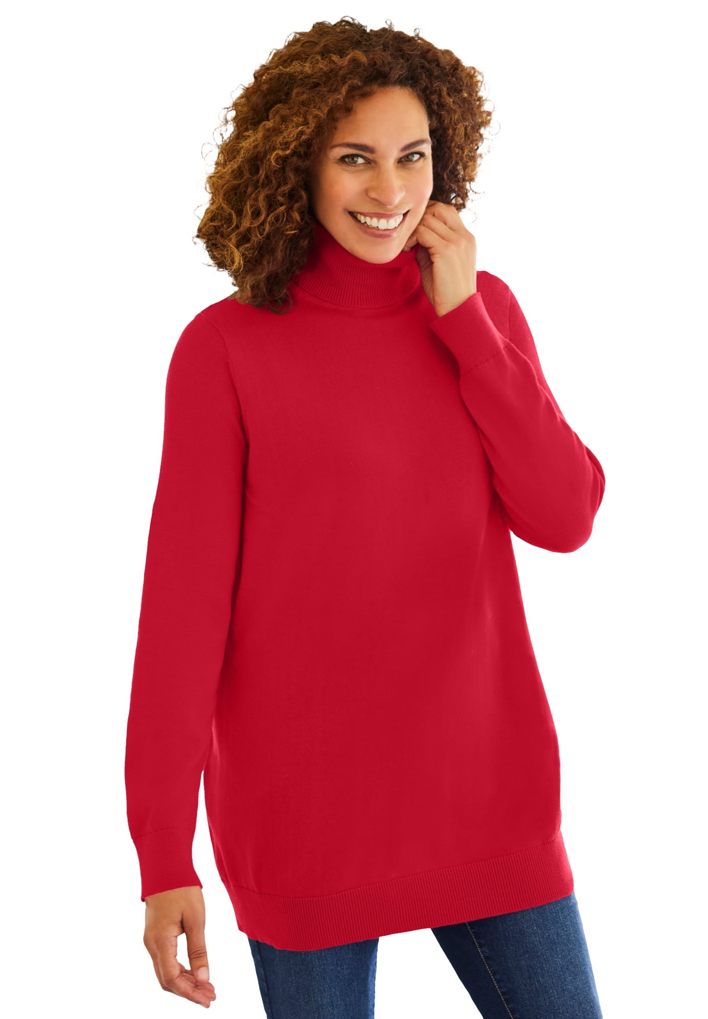 Woman Within Plus Size Perfect Long Sleeve Turtleneck Sweater - Walmart.com