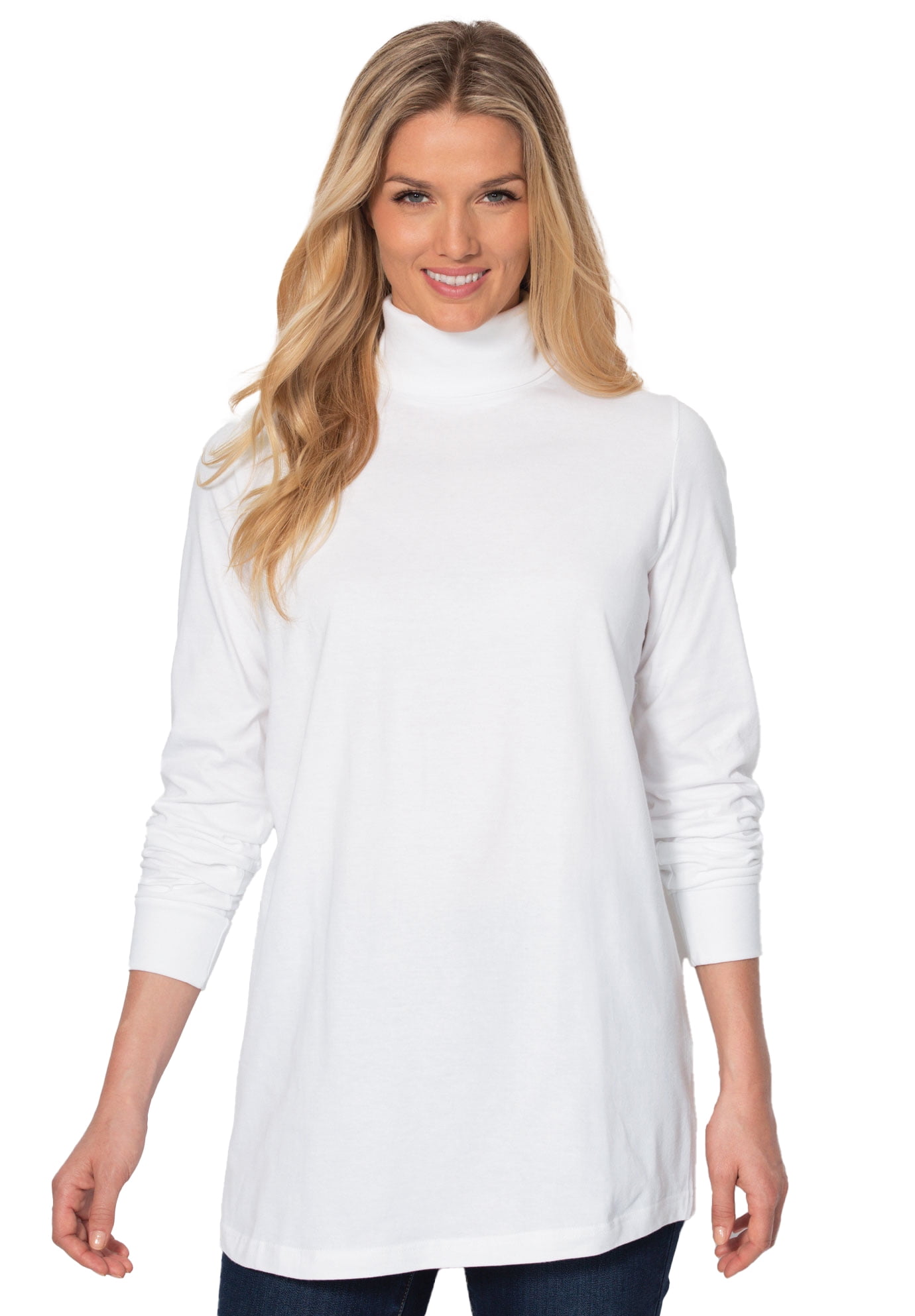 Woman Within Women's Plus Size Perfect Long-Sleeve Turtleneck Tee ...