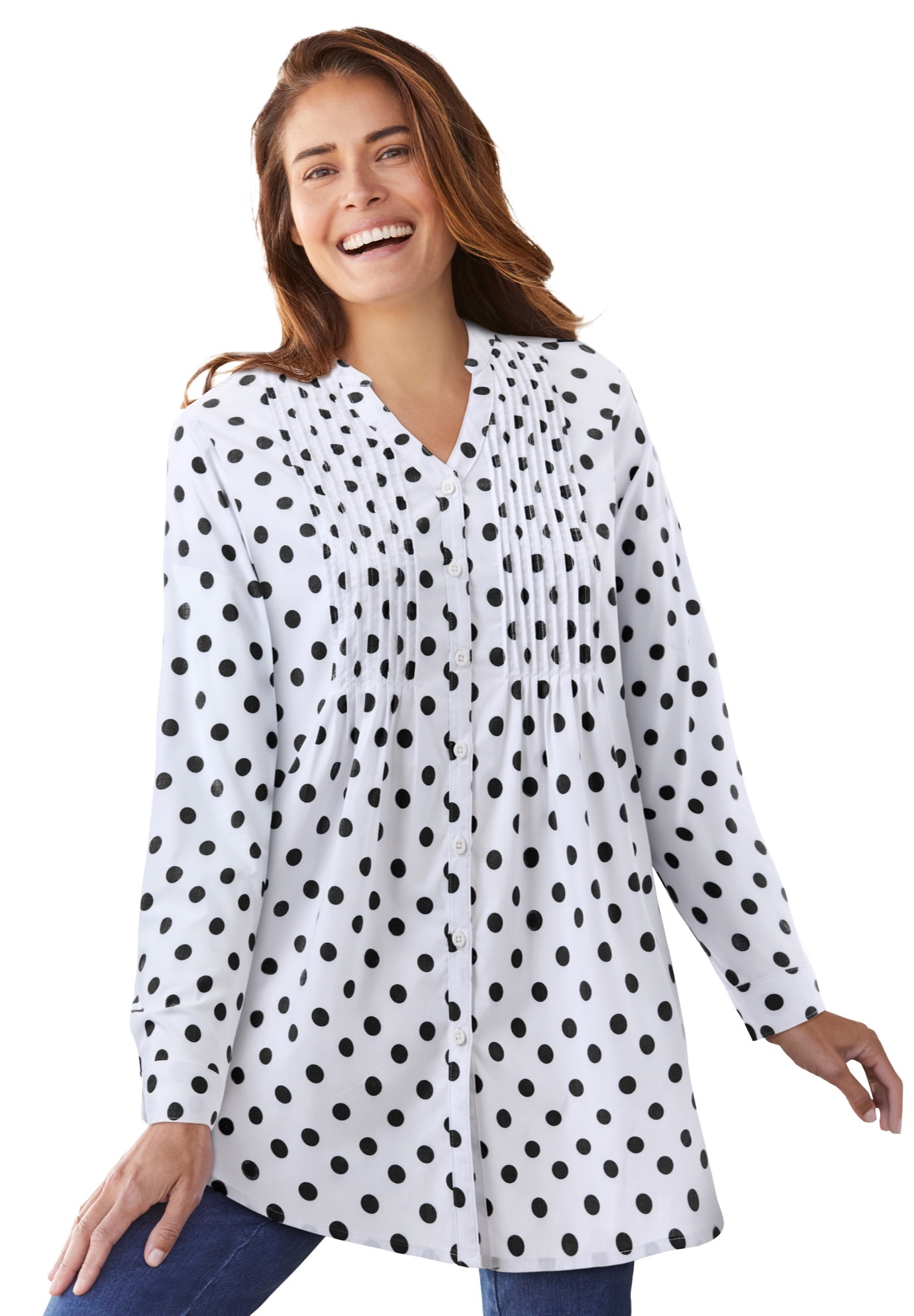 Woman Within Women's Plus Size Perfect Pintuck Tunic - Walmart.com