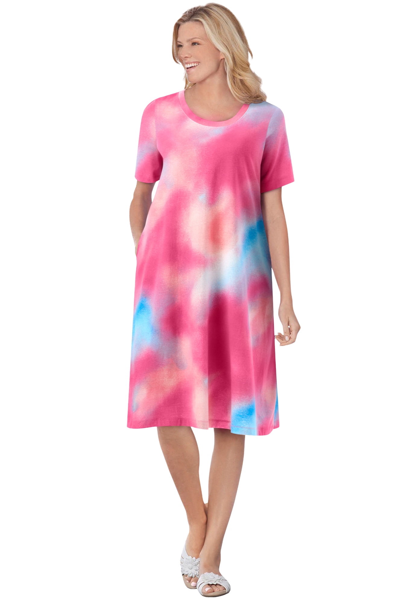 Woman Within Plus Size Perfect Short-Sleeve Crewneck Tee Dress ...