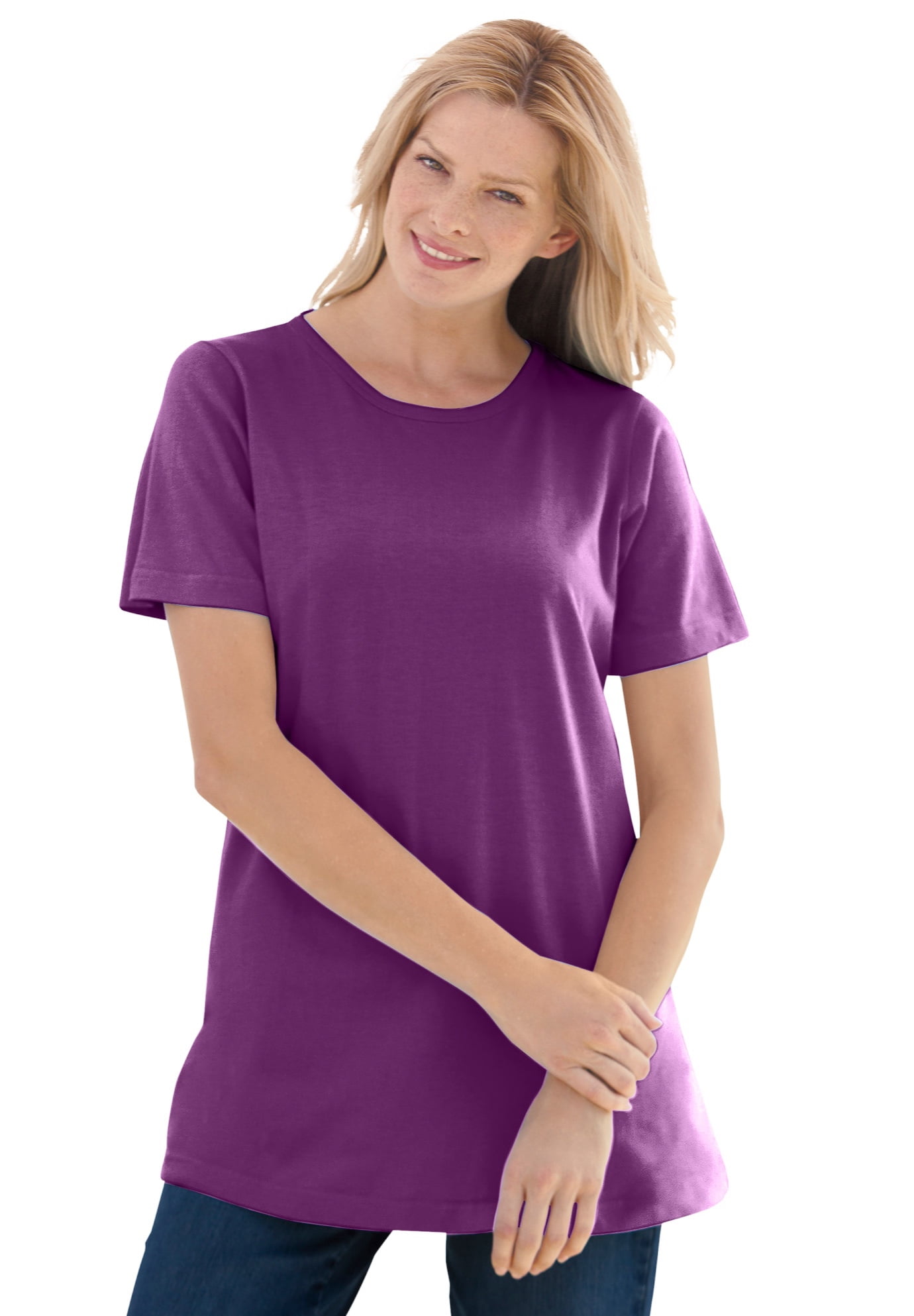 Woman Within Plus Size Perfect Short-Sleeve Crewneck Tee - Walmart.com