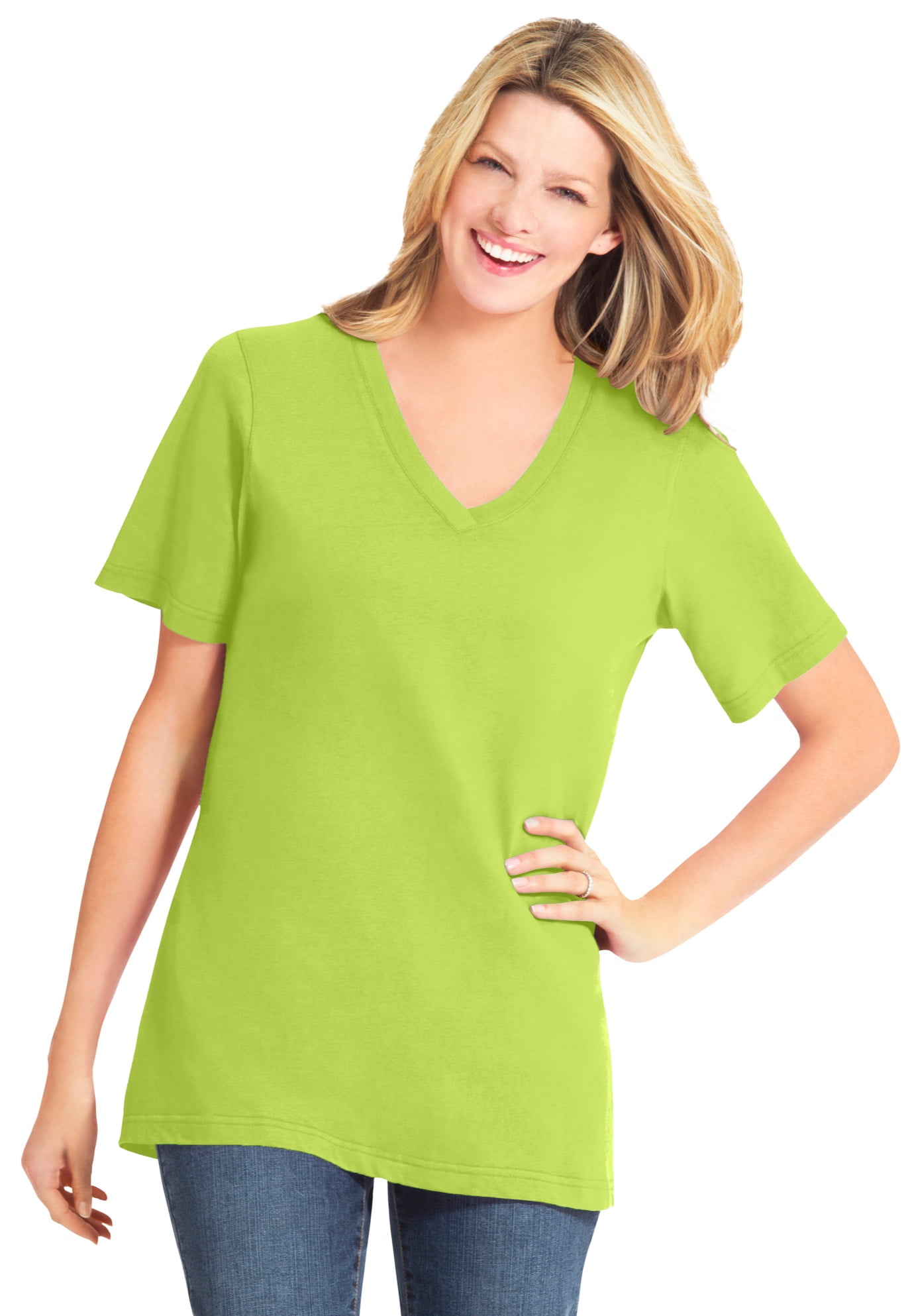 Woman Within Plus Size Perfect Short-Sleeve V-Neck Tee (Petite ...