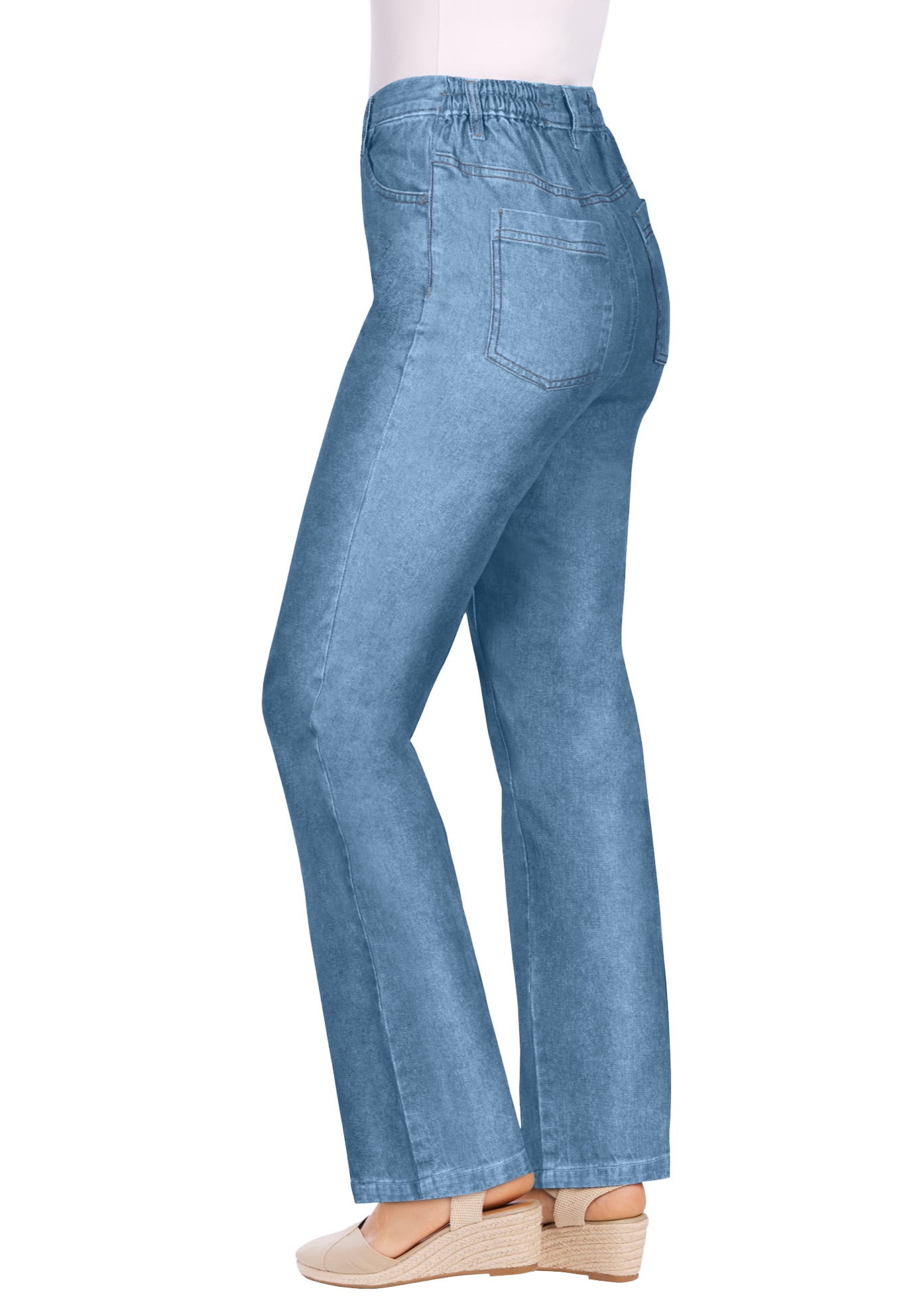 Woman Within Plus Size Perfect Elastic Jean, Straight Cut, Petite ...