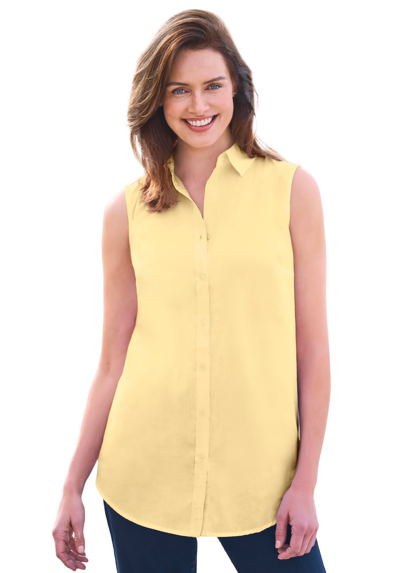 Woman Within Women's Plus Size Perfect Sleeveless Shirt - Walmart.com