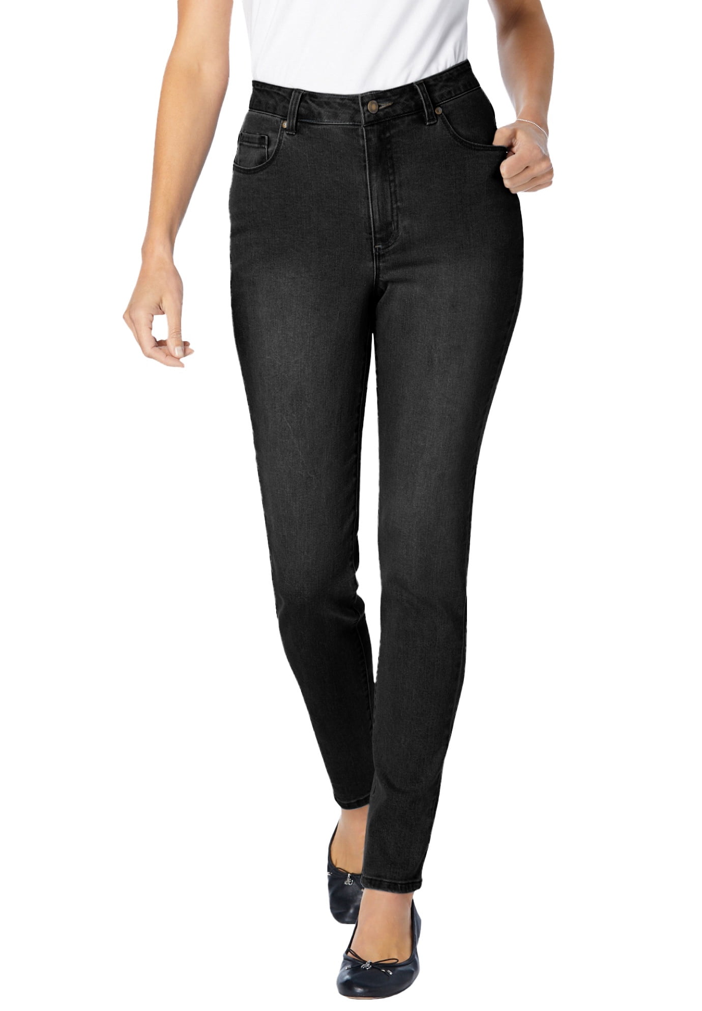 Woman Within Women's Plus Size Petite Comfort Curve Slim-Leg Denim Jean ...