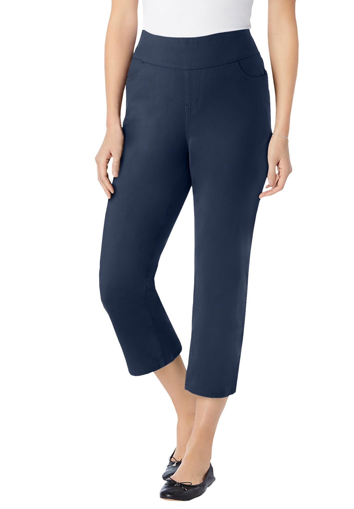 Woman Within Plus Size Petite Pull-On Flex Elastic-Waist Stretch Denim ...