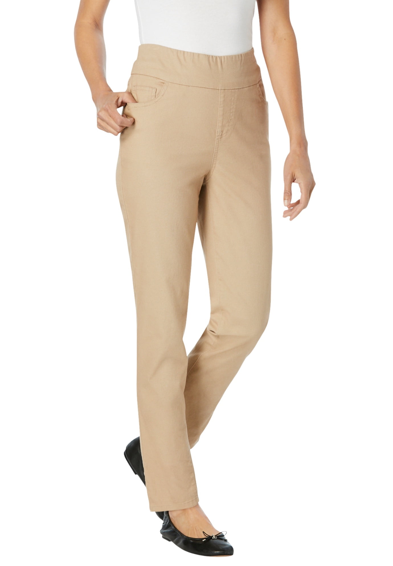 Woman Within Plus Size Petite Flex-Fit Slim-Leg Pull-On Gap-Free ...