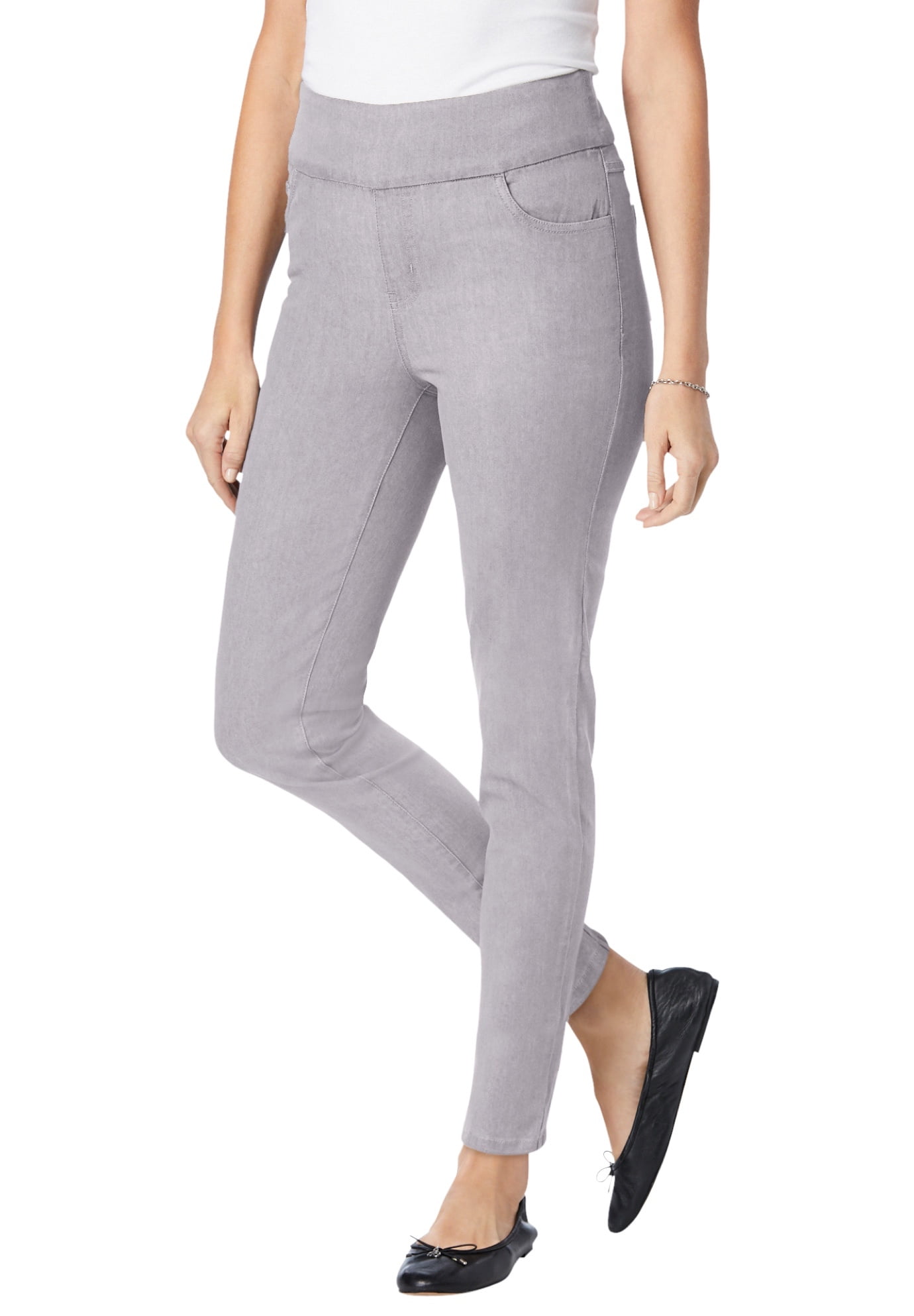 Woman Within Plus Size Petite Slim-Leg Pull-On Gap-Free Stretch-Denim ...