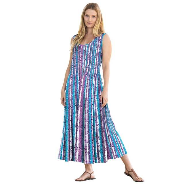 Woman Within Women's Plus Size Pintucked Sleeveless Dress - Walmart.com