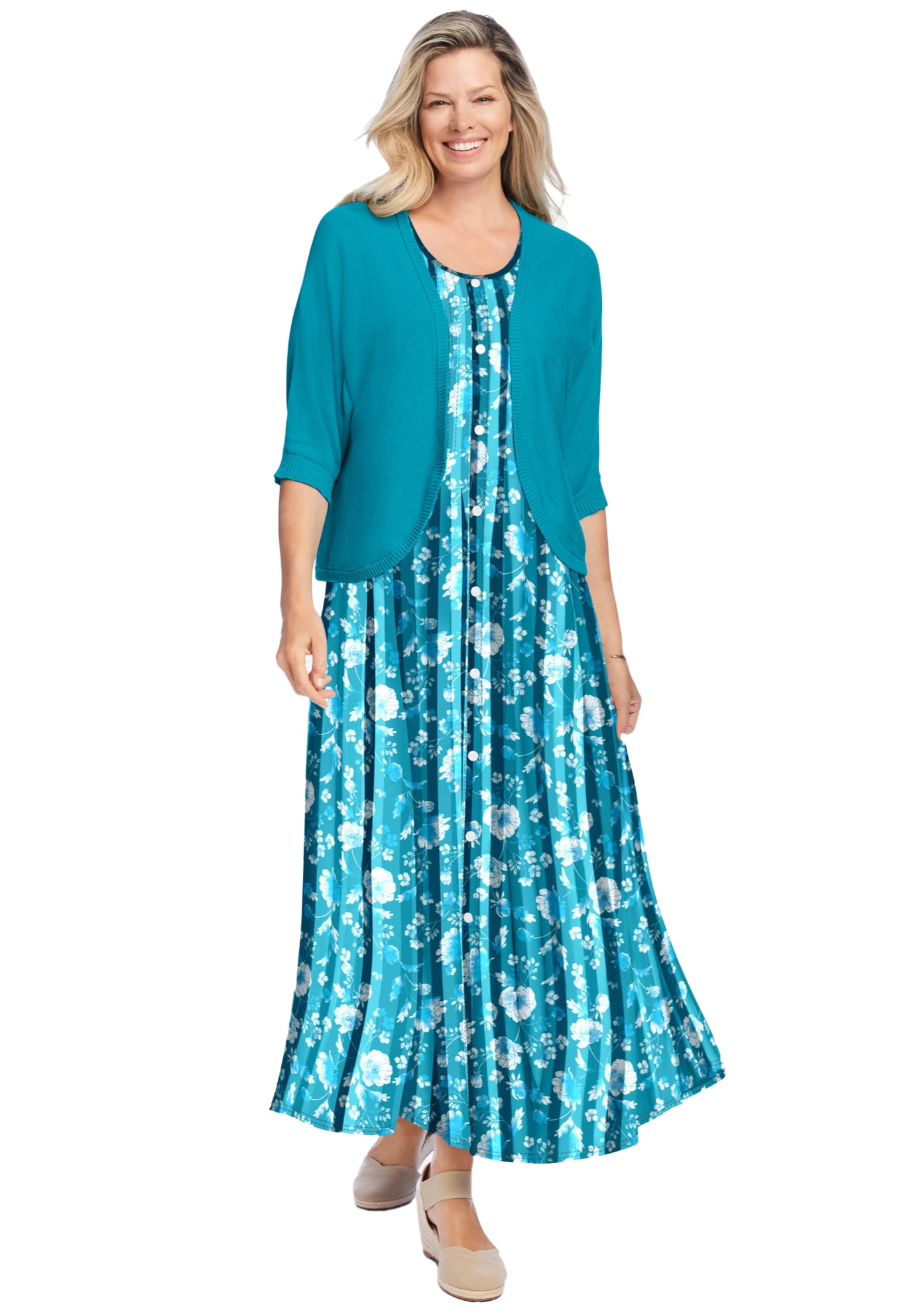 Woman Within Women's Plus Size Pintucked Sleeveless Dress - Walmart.com