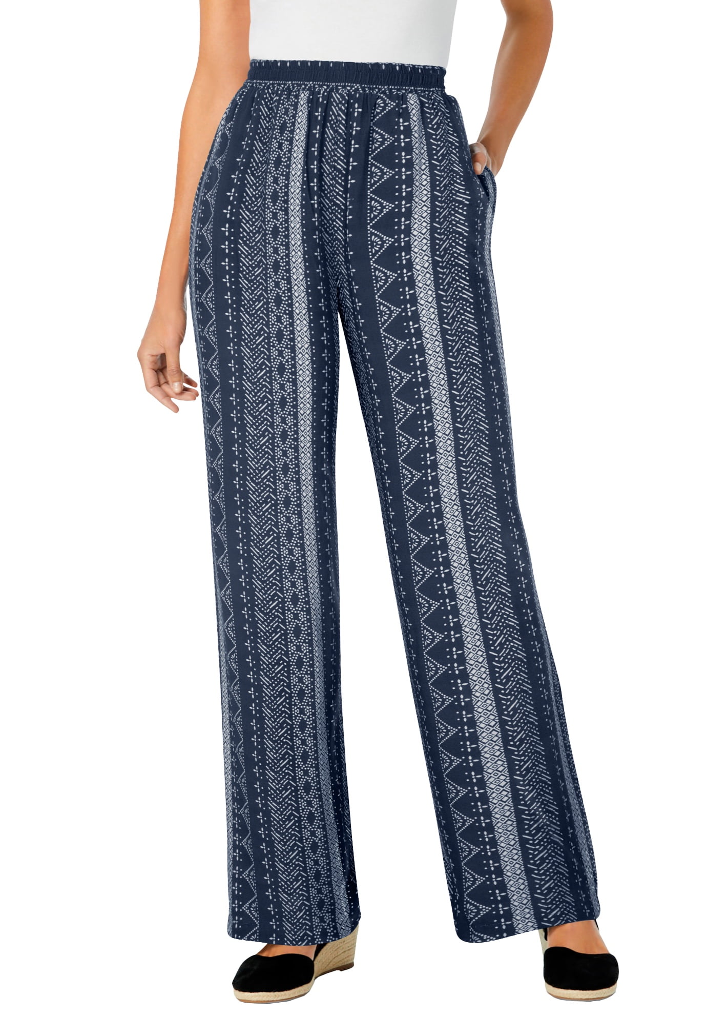 Woman Within Plus Size Petite Pull-On Elastic Waist Soft Pants ...