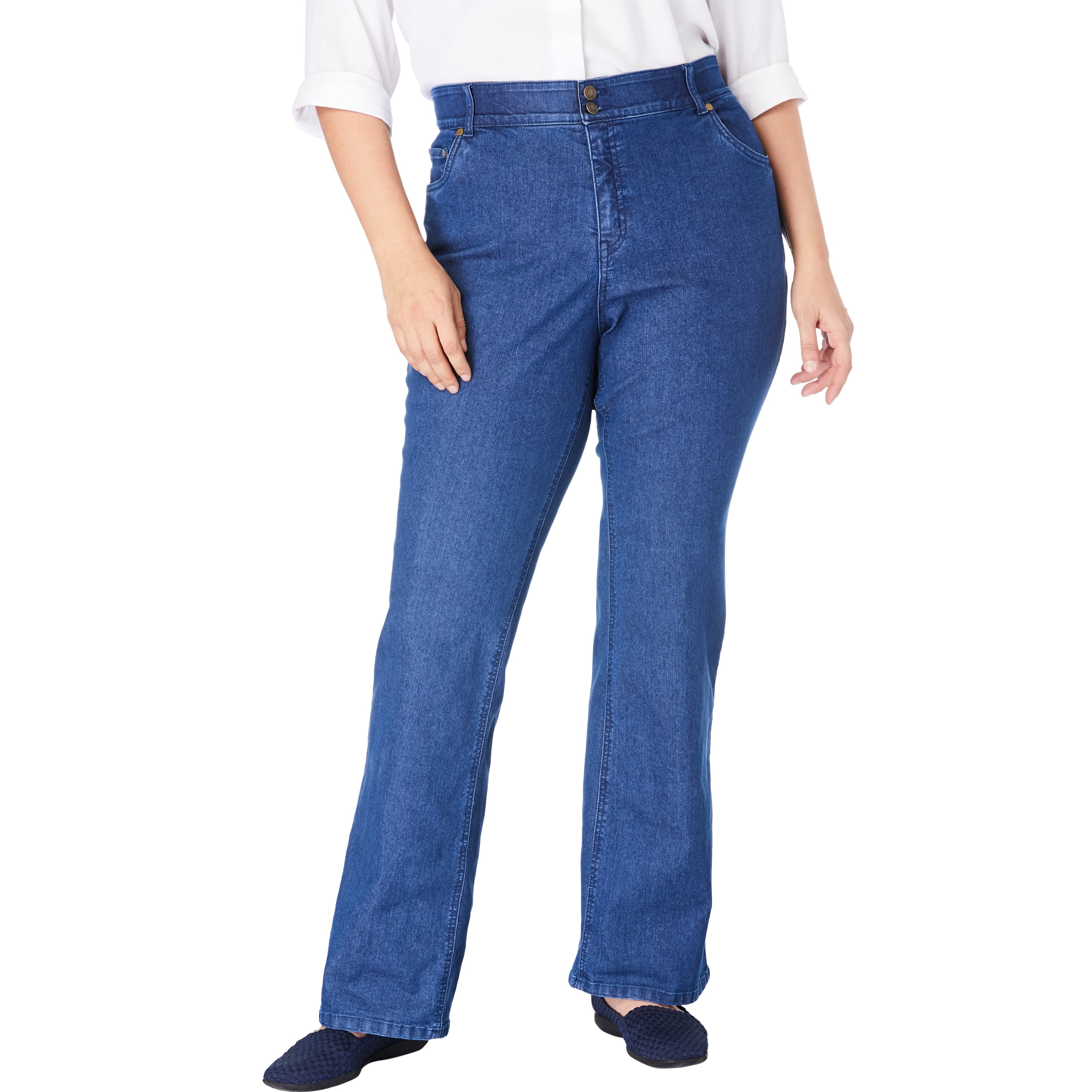 Woman Within Plus Size Petite Stretch Built-In Slimming Panel Bootcut ...