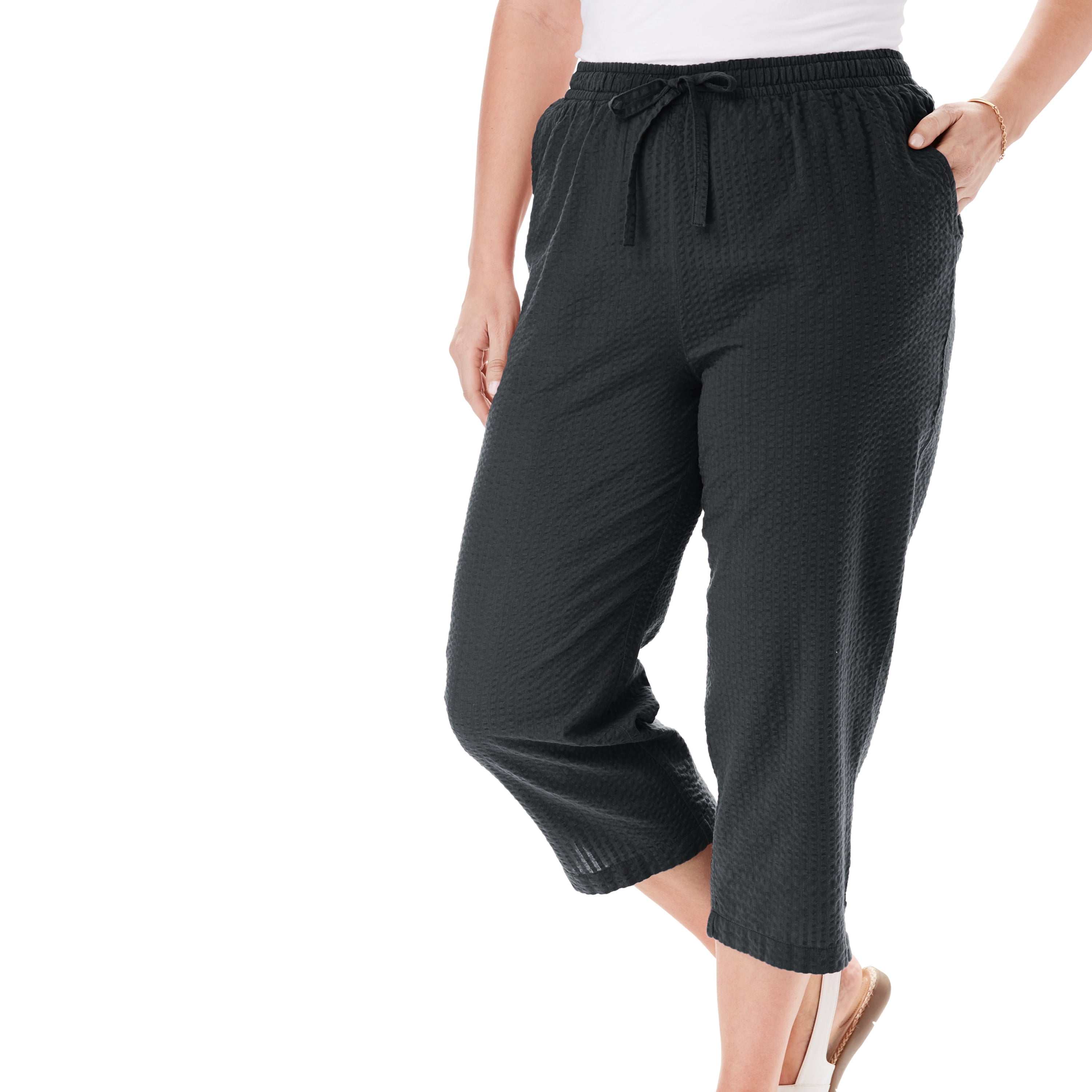 Woman Within Plus Size Petite Seersucker Capri Pant - Walmart.com