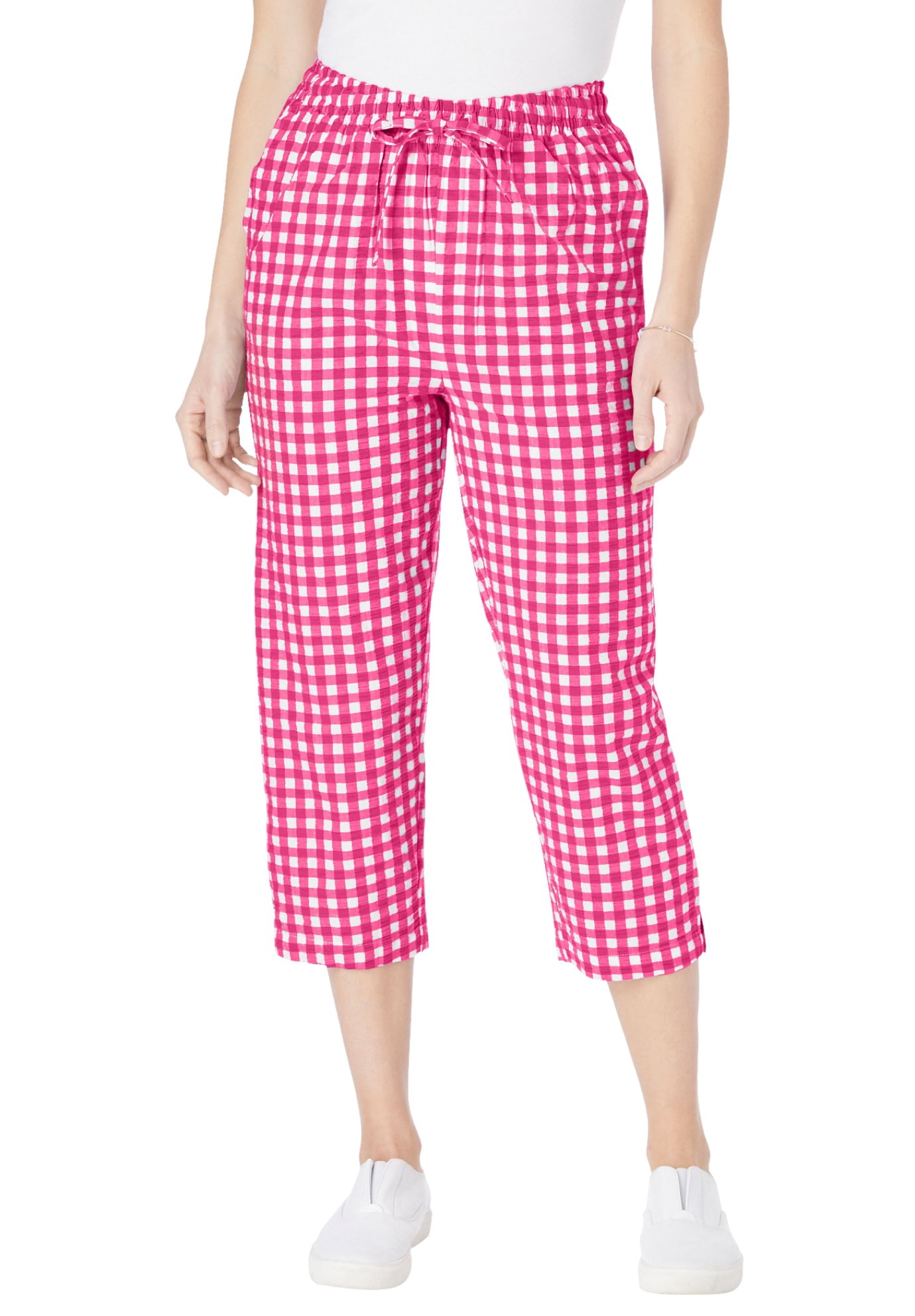Woman Within Women's Plus Size Petite Seersucker Capri Pant - Walmart.com