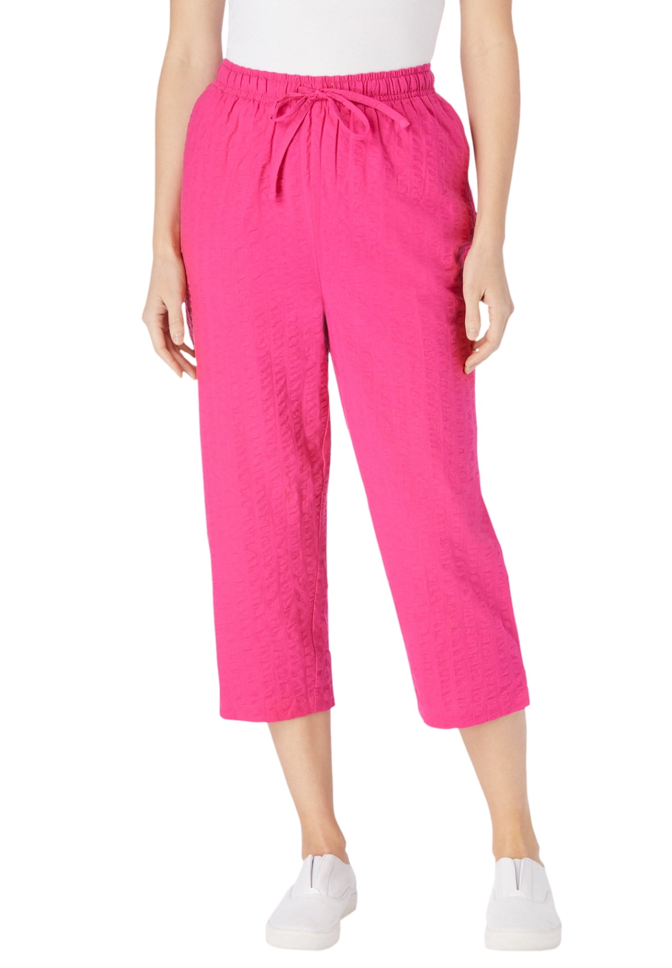 Woman Within Women's Plus Size Petite Seersucker Capri Pant - Walmart.com