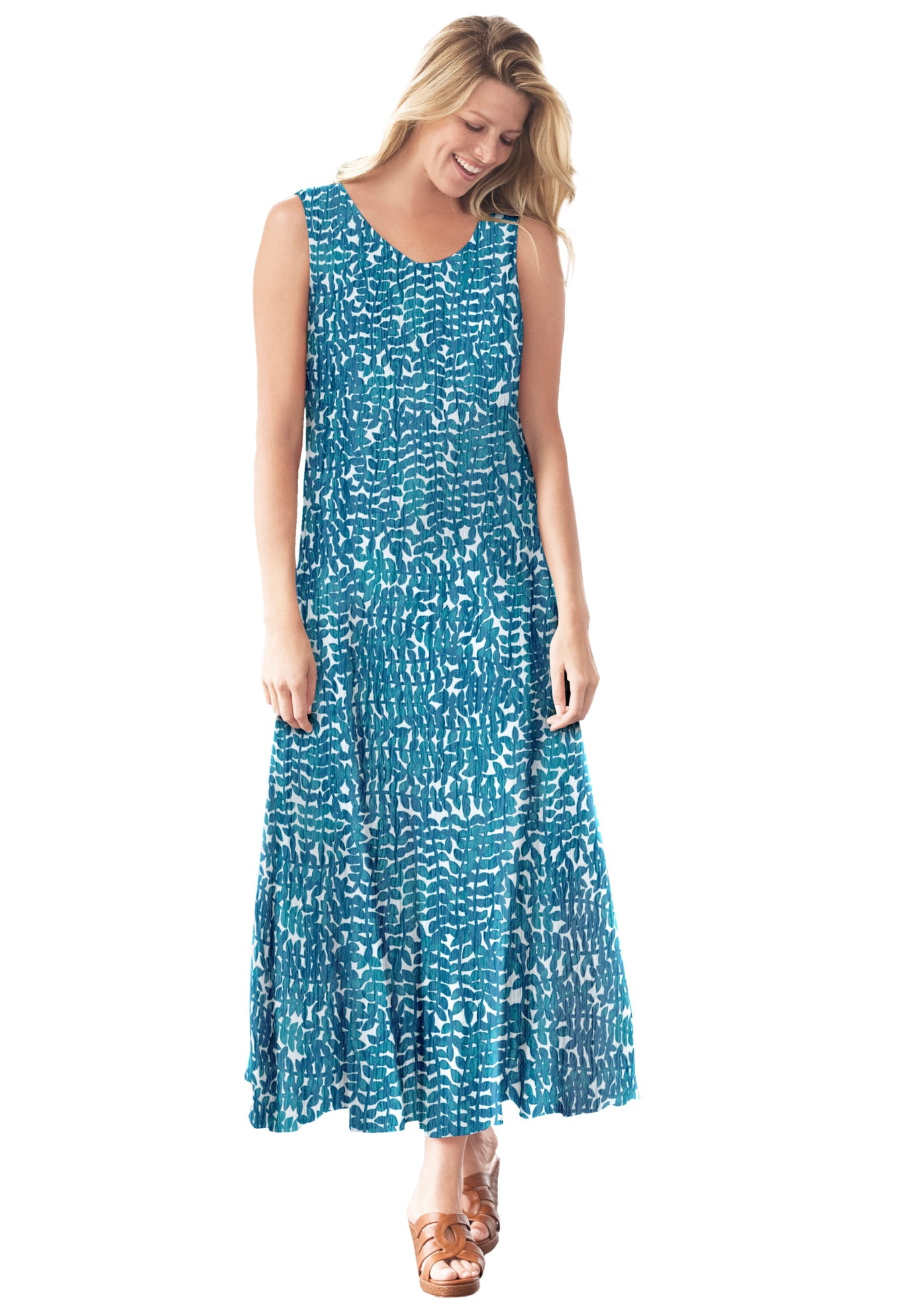 Woman Within Women's Plus Size Sleeveless Crinkle Dress - Walmart.com