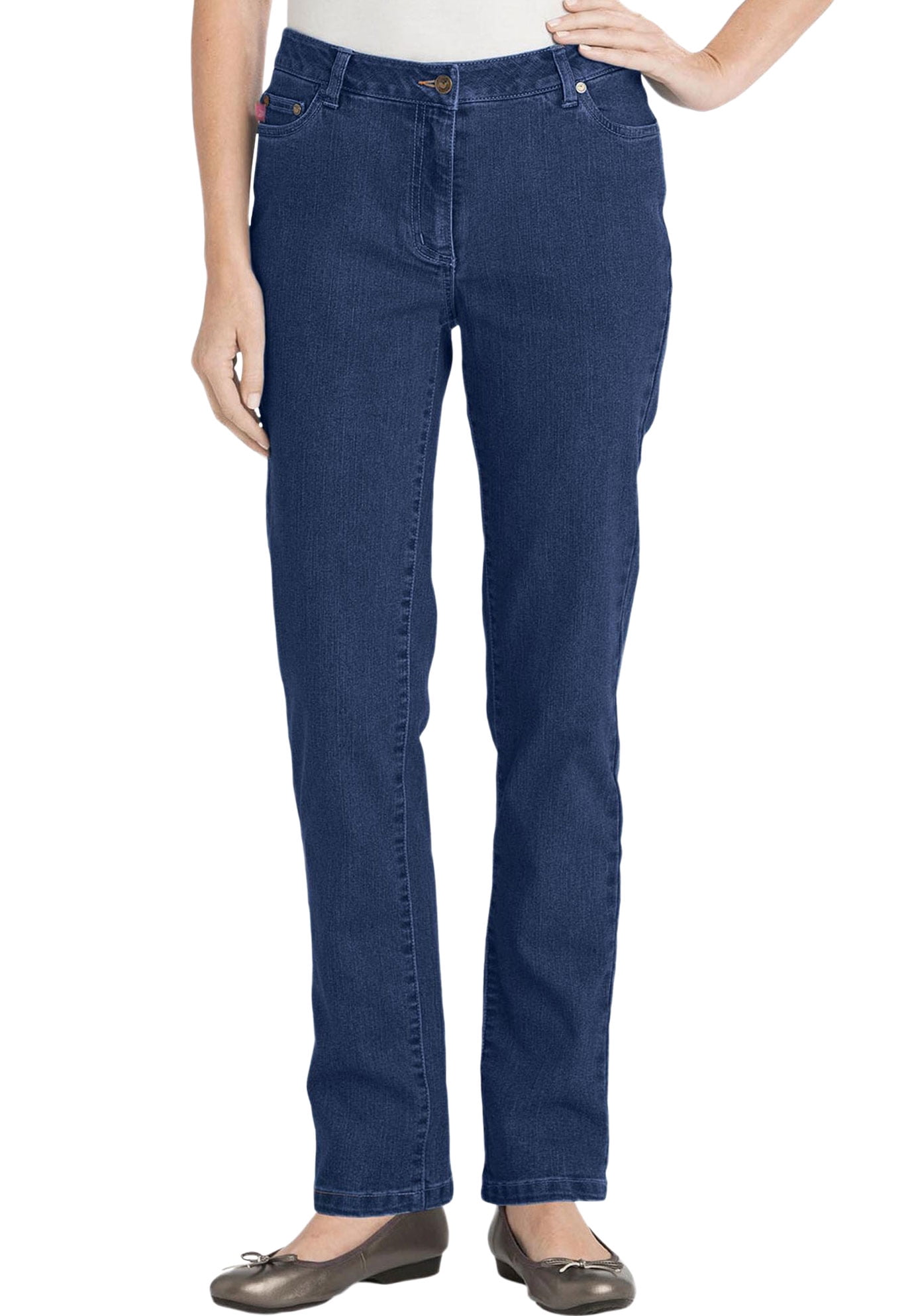 Woman Within Plus Size Petite Stretch-Denim Slim-Leg Five-Pocket Jeans ...