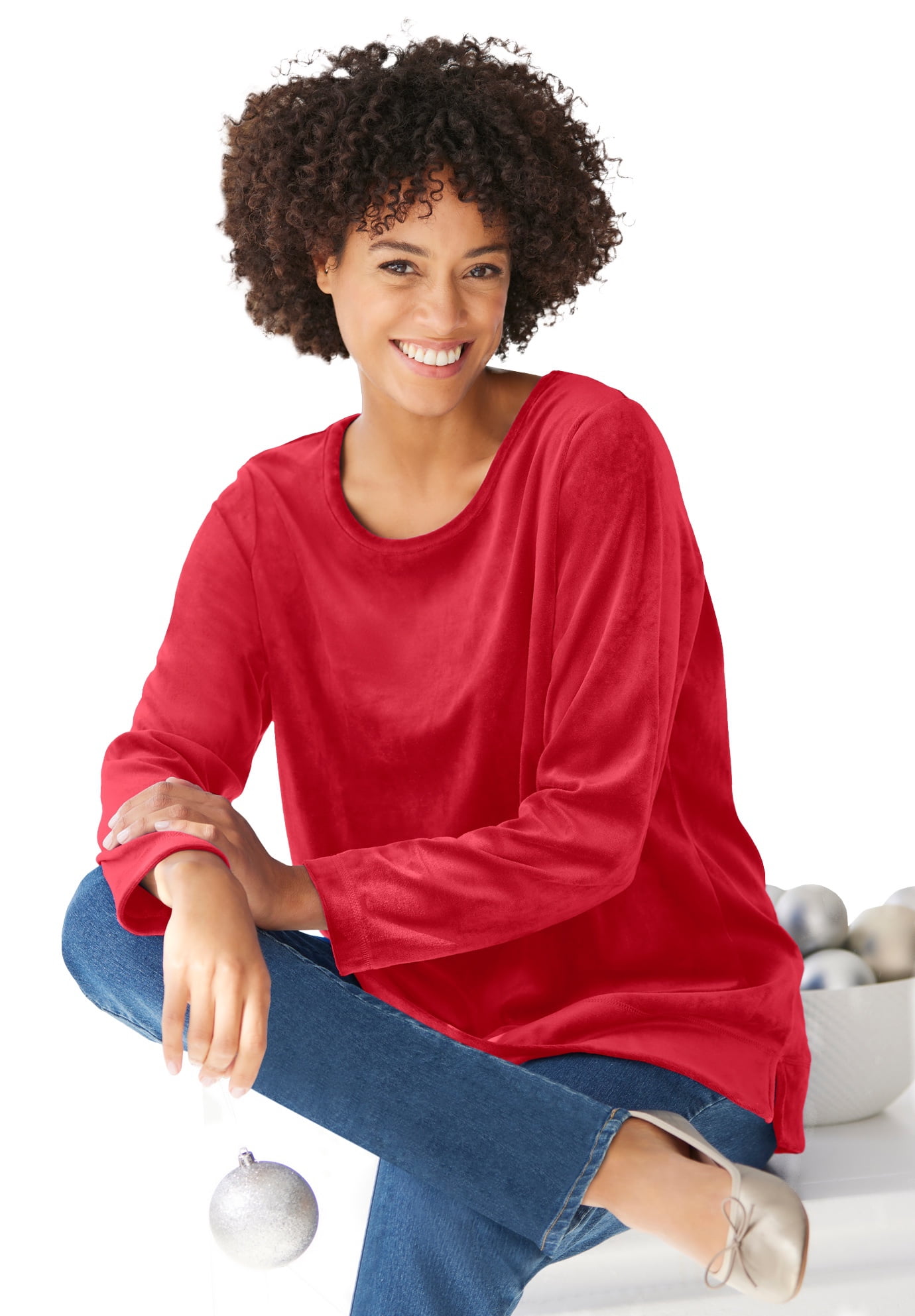 Woman Within Plus Size Plush Velour Tunic Sweatshirt - Walmart.com