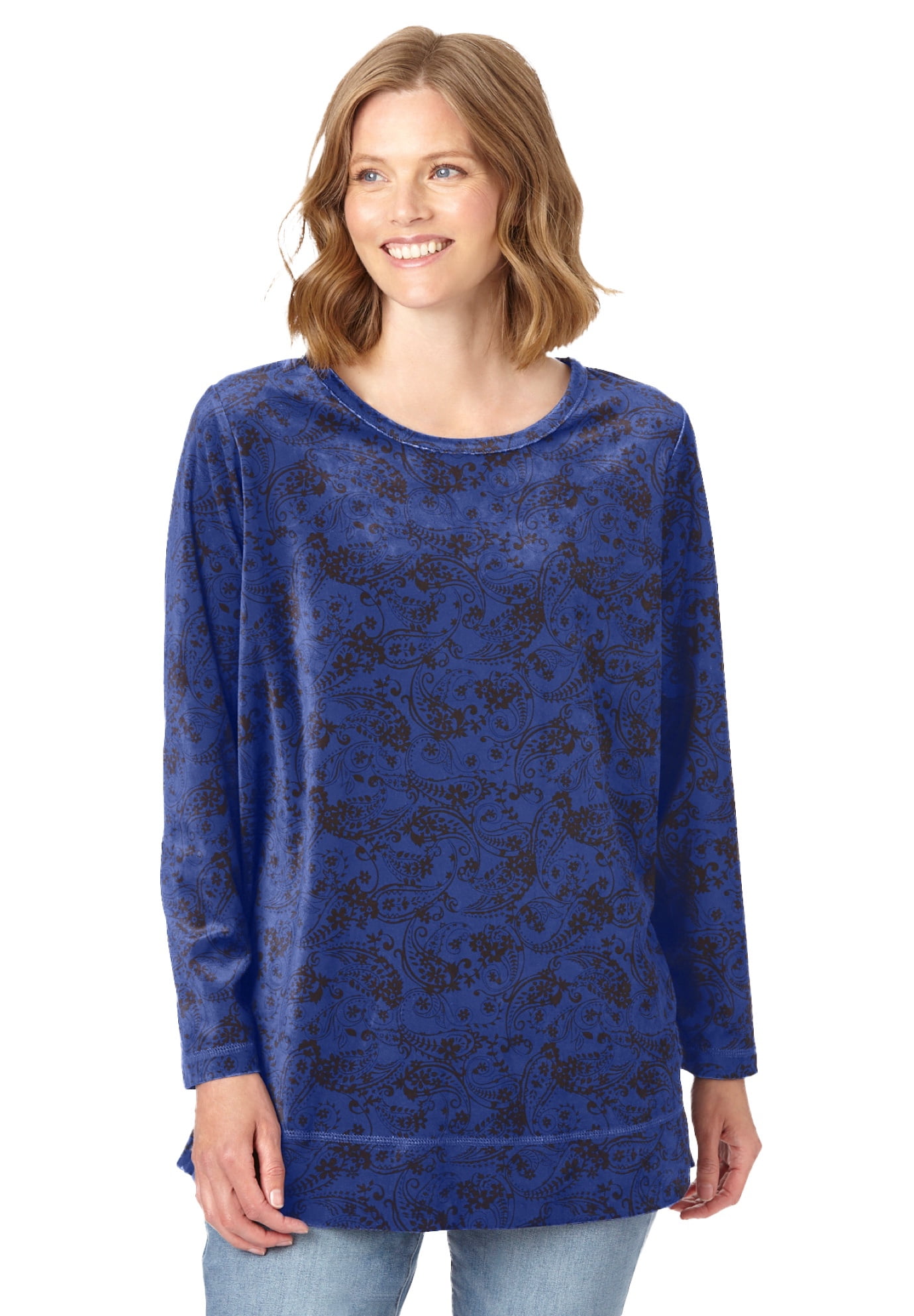 Woman Within Women's Plus Size Plush Velour Tunic Sweatshirt - Walmart.com