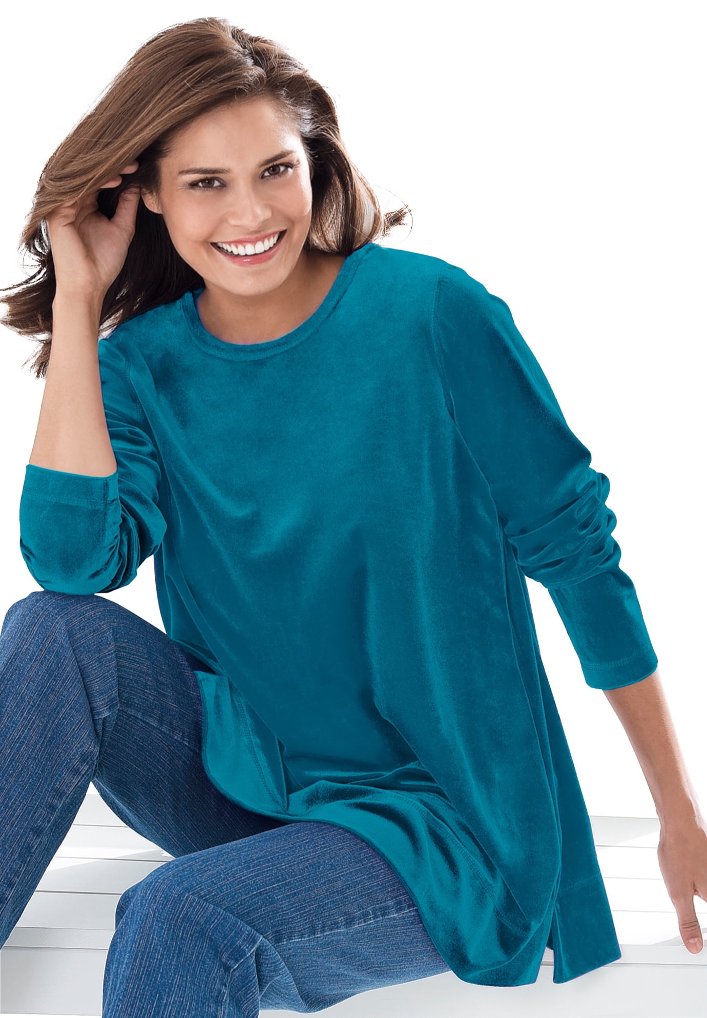 Woman Within Plus Size Plush Velour Tunic Sweatshirt - Walmart.com