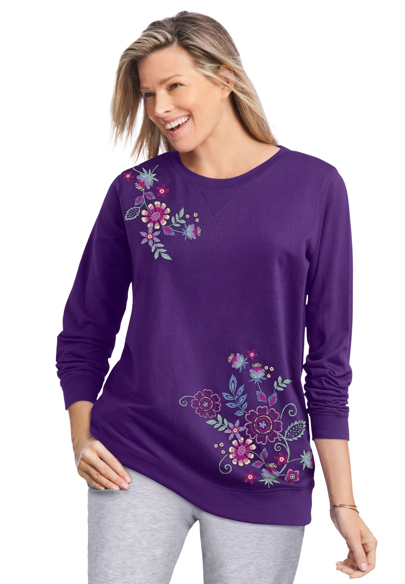 Woman Within Plus Size Printed Sweatshirt - Walmart.com