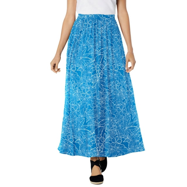 Woman Within Womens Plus Size Pull On Elastic Waist Soft Maxi Skirt