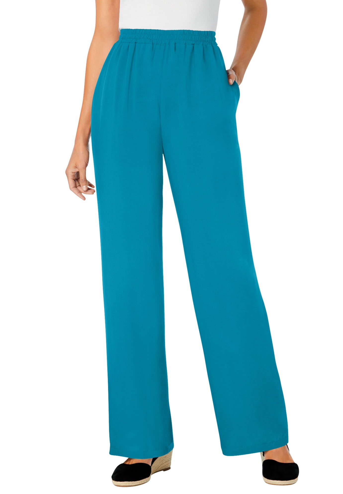 Woman Within Women's Plus Size Pull-On Elastic Waist Soft Pants ...