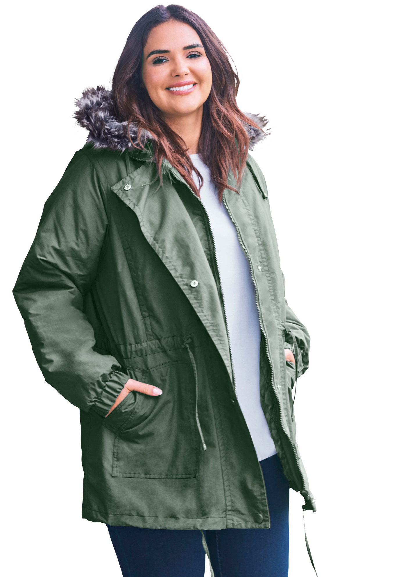 Woman Within Women's Plus Size Quilt-Lined Taslon Anorak - Walmart.com