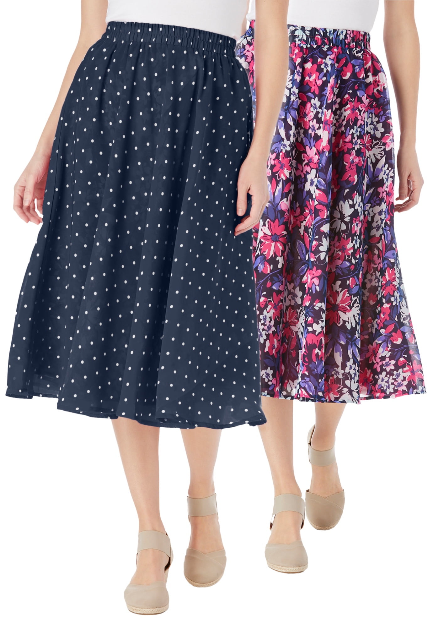 Woman Within Plus Size 2-In-1 Reversible Skirt - Walmart.com