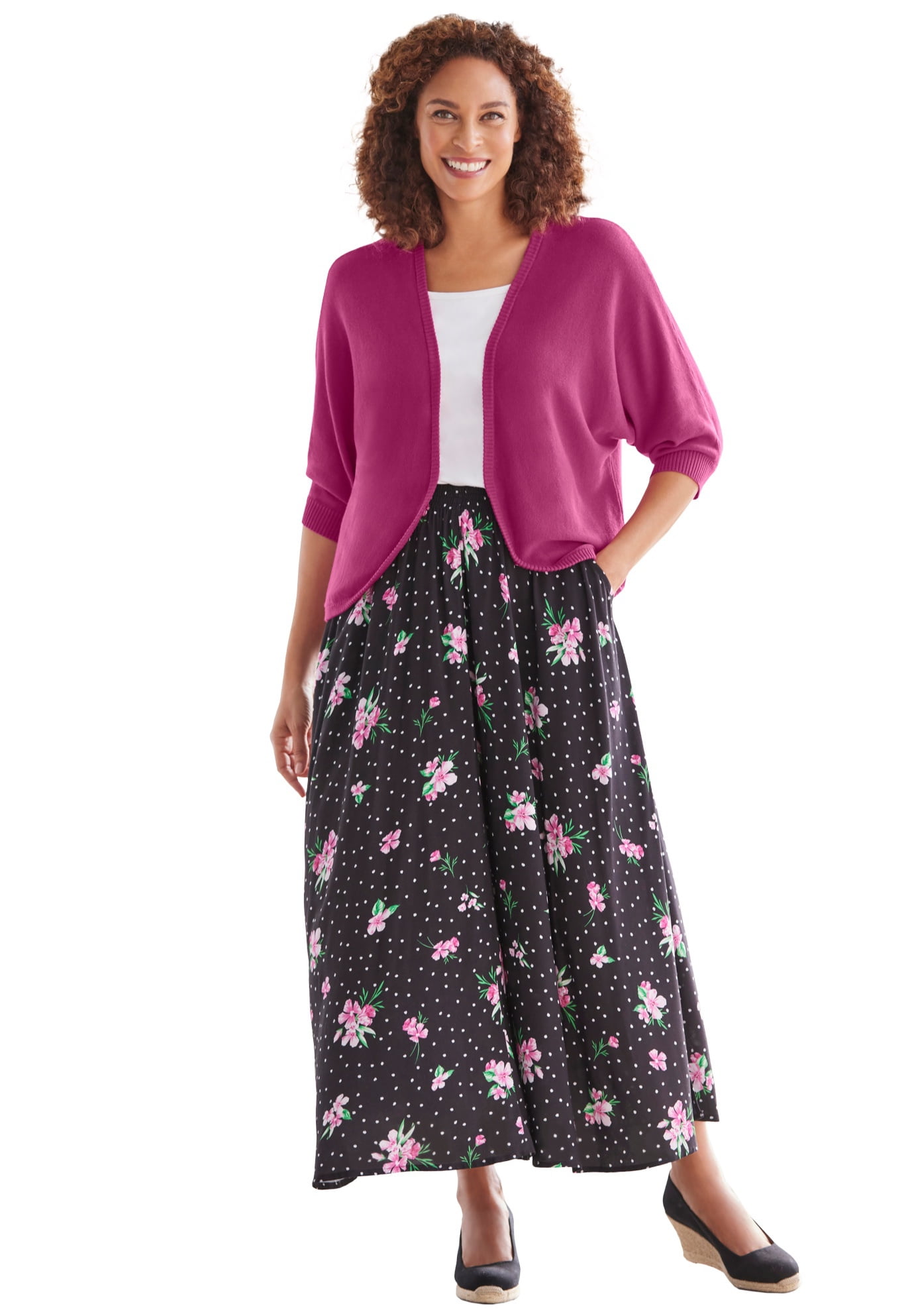 Woman Within Plus Size Rib Trim Cardigan Shrug Sweater - Walmart.com