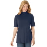 Woman Within Plus Size Ribbed Short Sleeve Turtleneck - Walmart.com