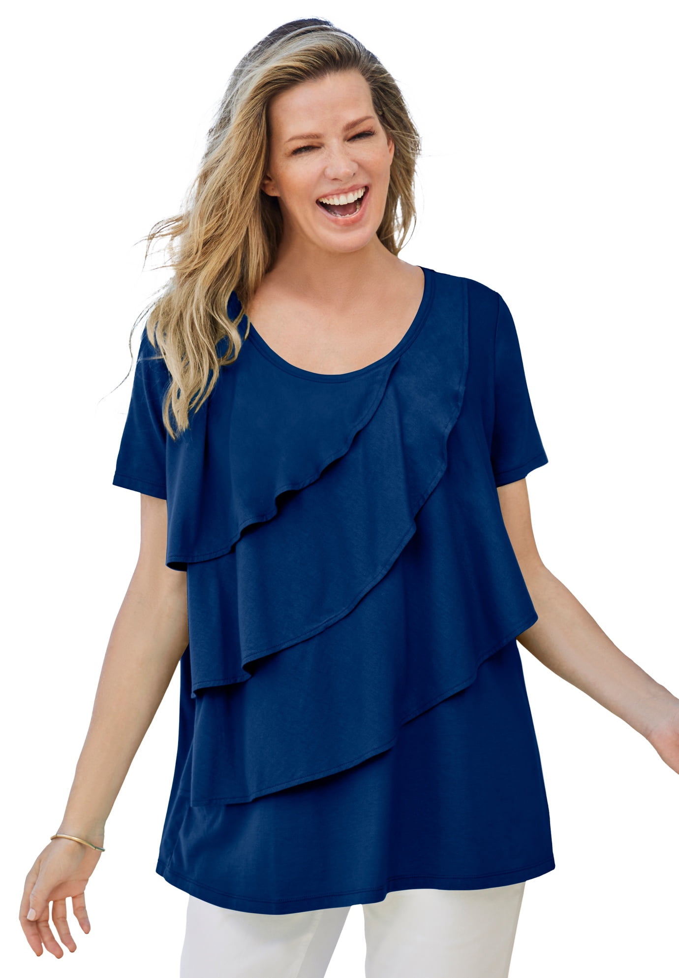 Woman Within Women's Plus Size Ruffle Tee - Walmart.com