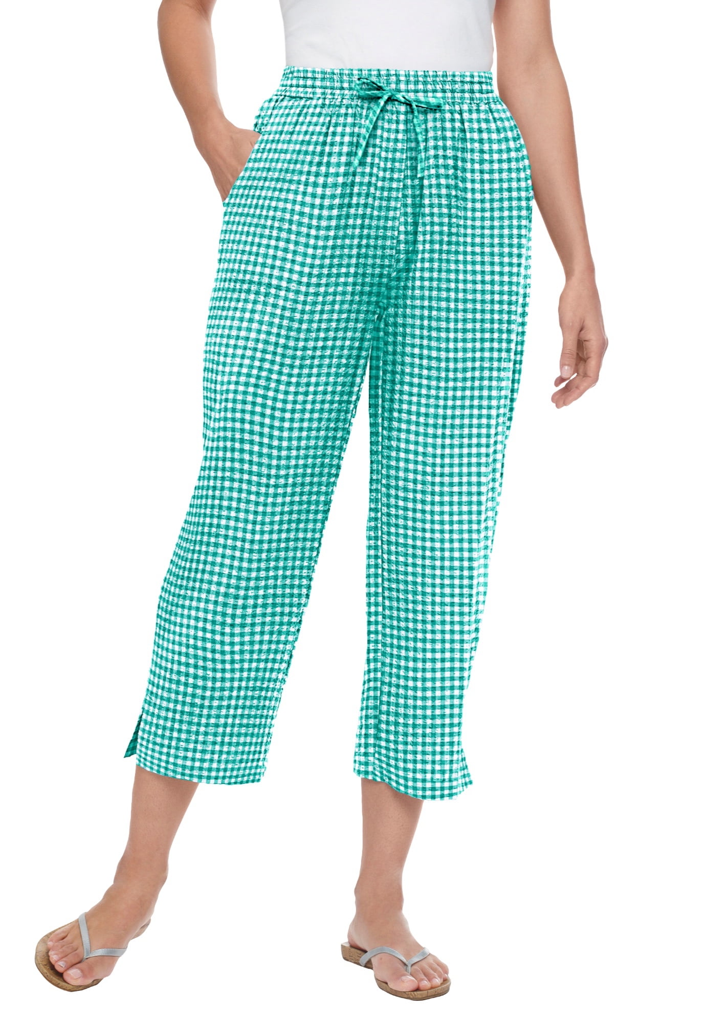 Woman Within Women's Plus Size Seersucker Capri Pant - Walmart.com