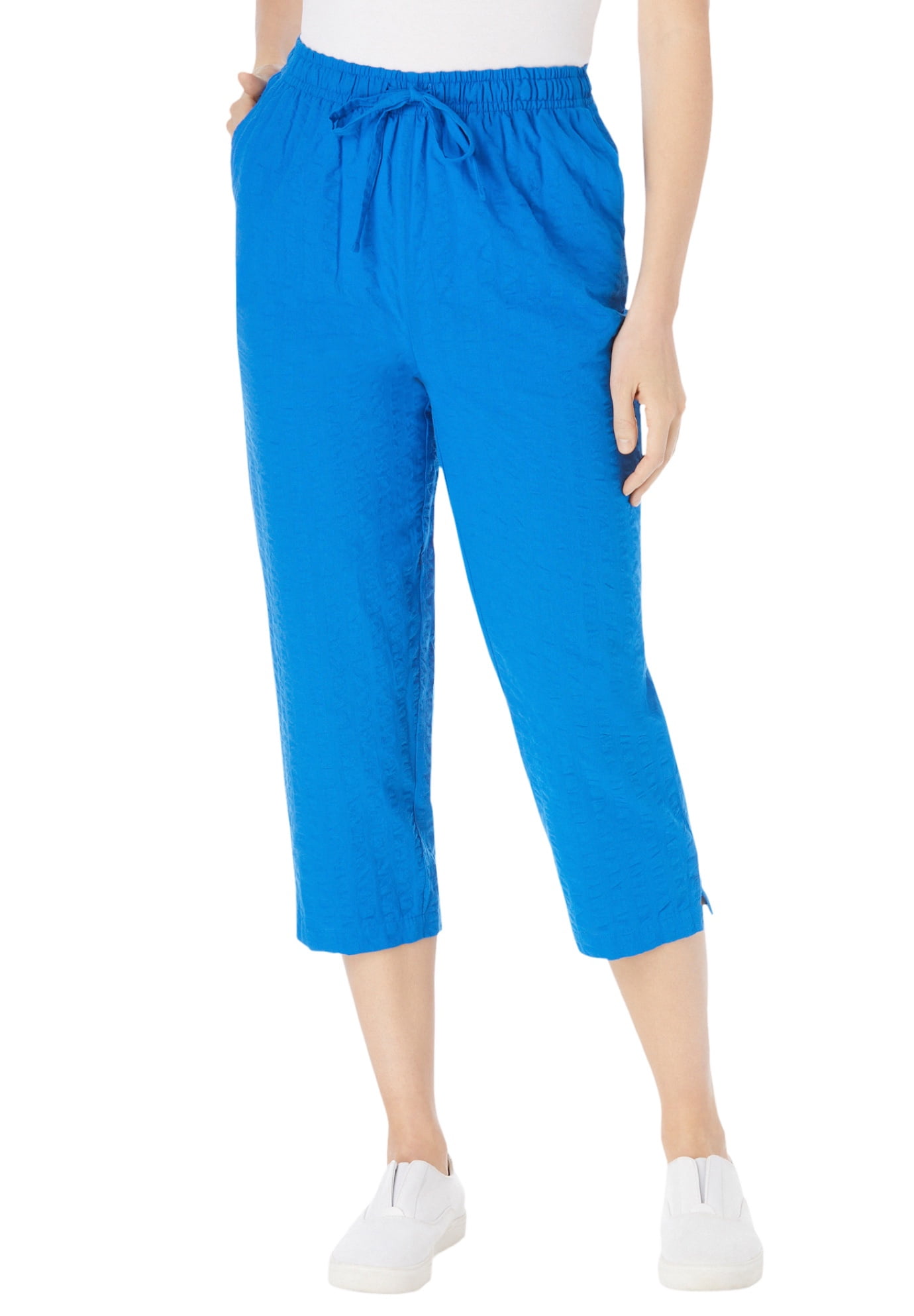 Woman Within Women's Plus Size Seersucker Capri Pant - 32 W, Bright ...