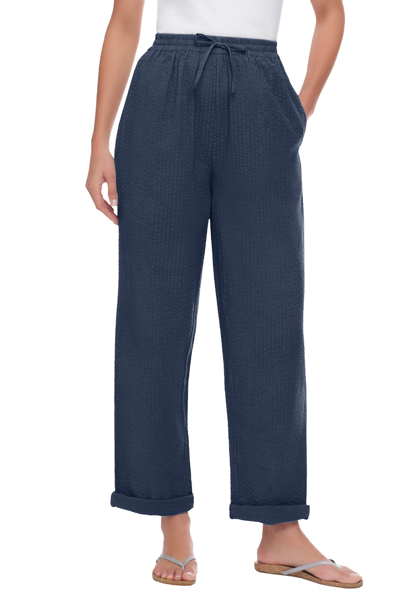Woman Within Women's Plus Size Petite Seersucker Pant - Walmart.com