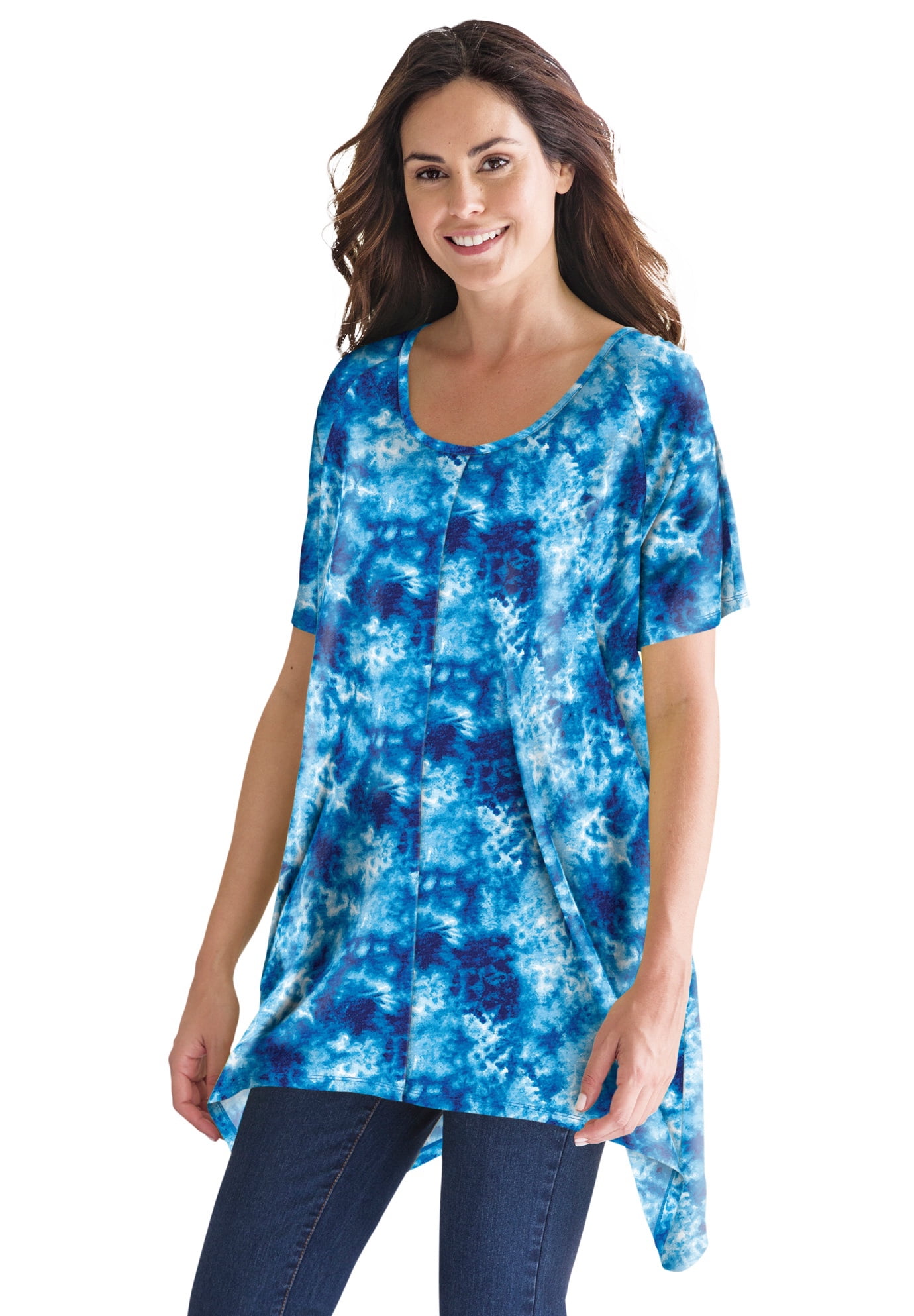 Woman Within Women's Plus Size Sharkbite Trapeze Tunic - Walmart.com