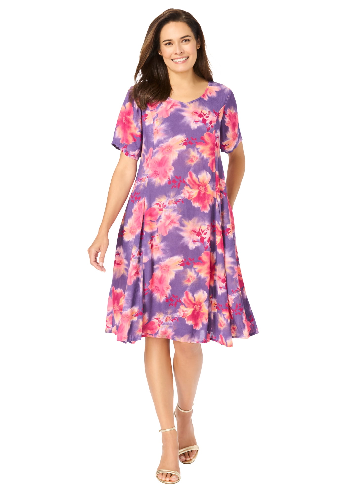 Woman Within Plus Size Short Crinkle Dress - Walmart.com