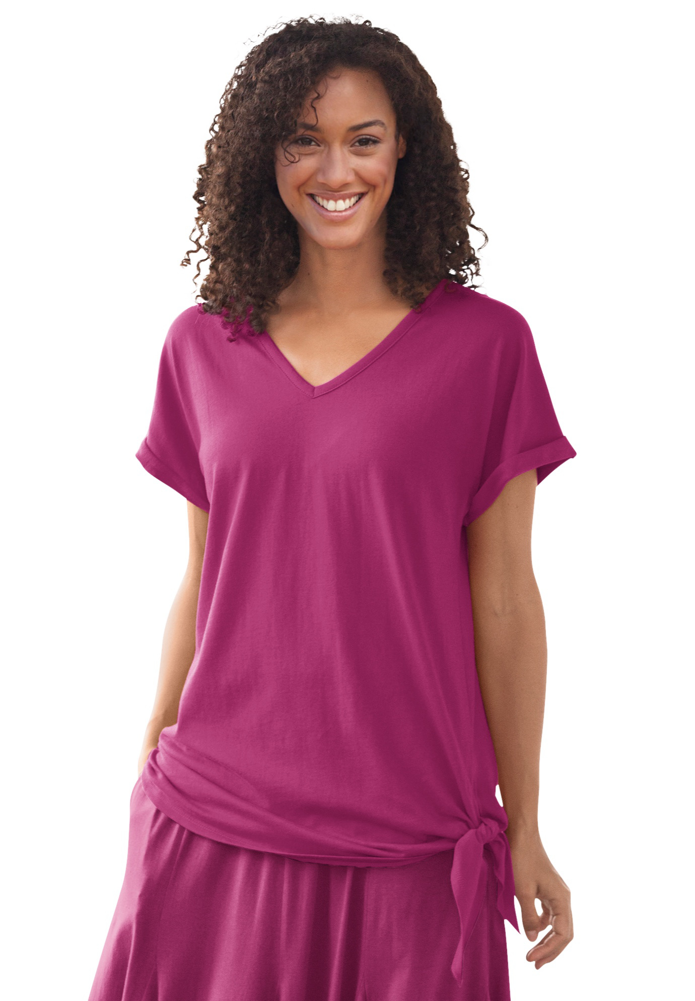 Woman Within Plus Size Side Tie Knit Tee - Walmart.com