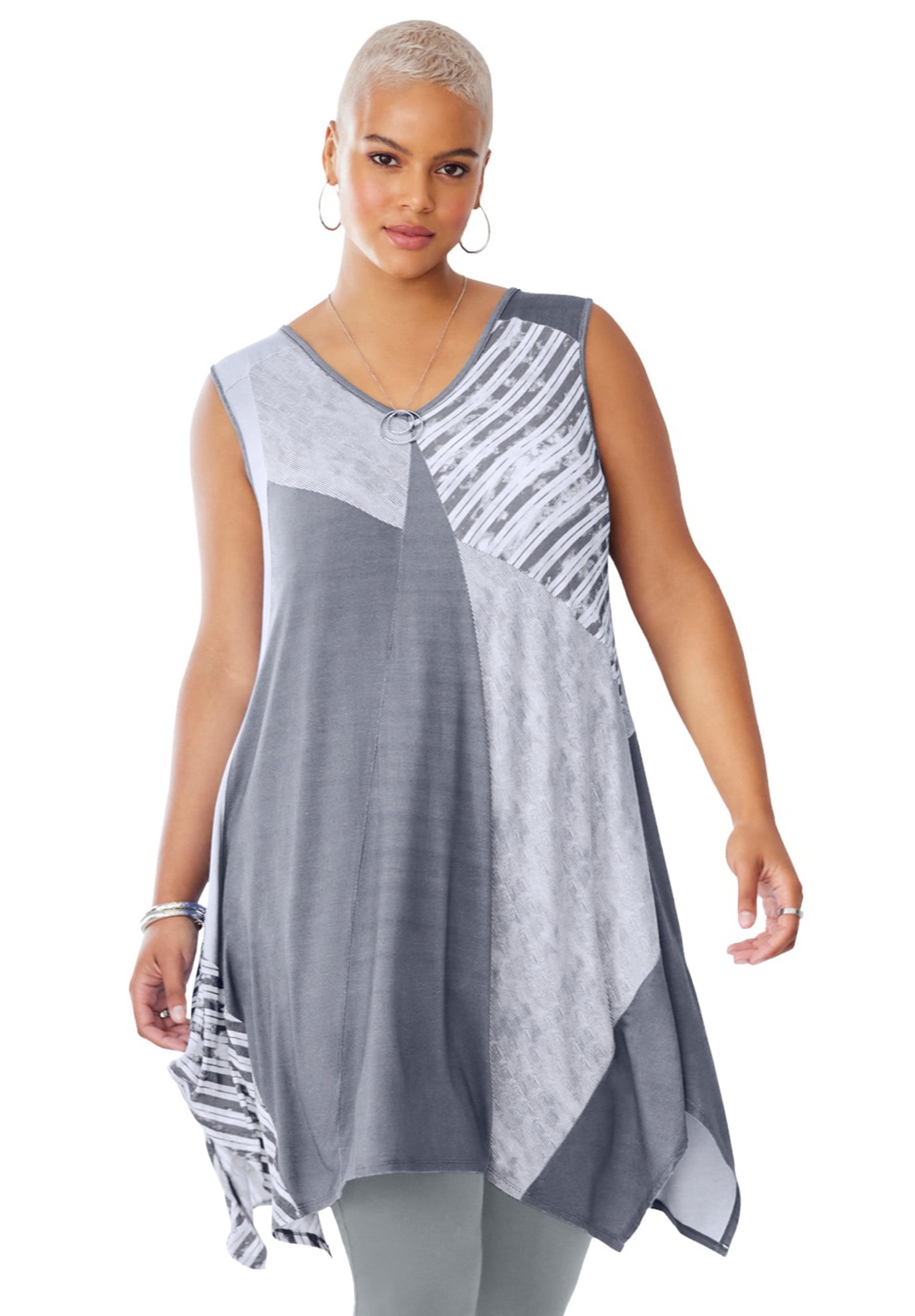 Woman Within Plus Size Sleeveless Hanky Hem Tunic - Walmart.com