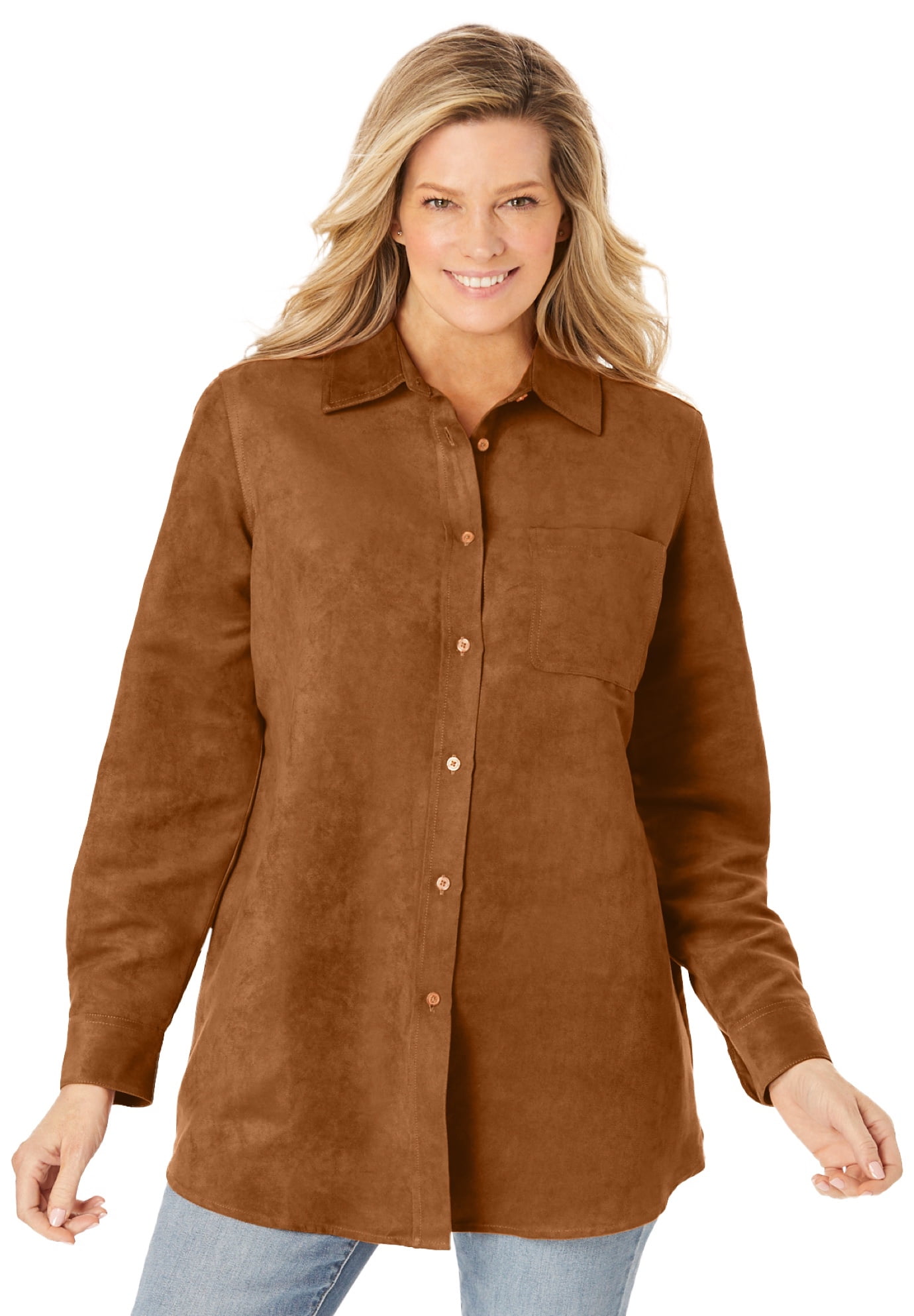 Woman Within Plus Size Soft Sueded Moleskin Shirt - Walmart.com